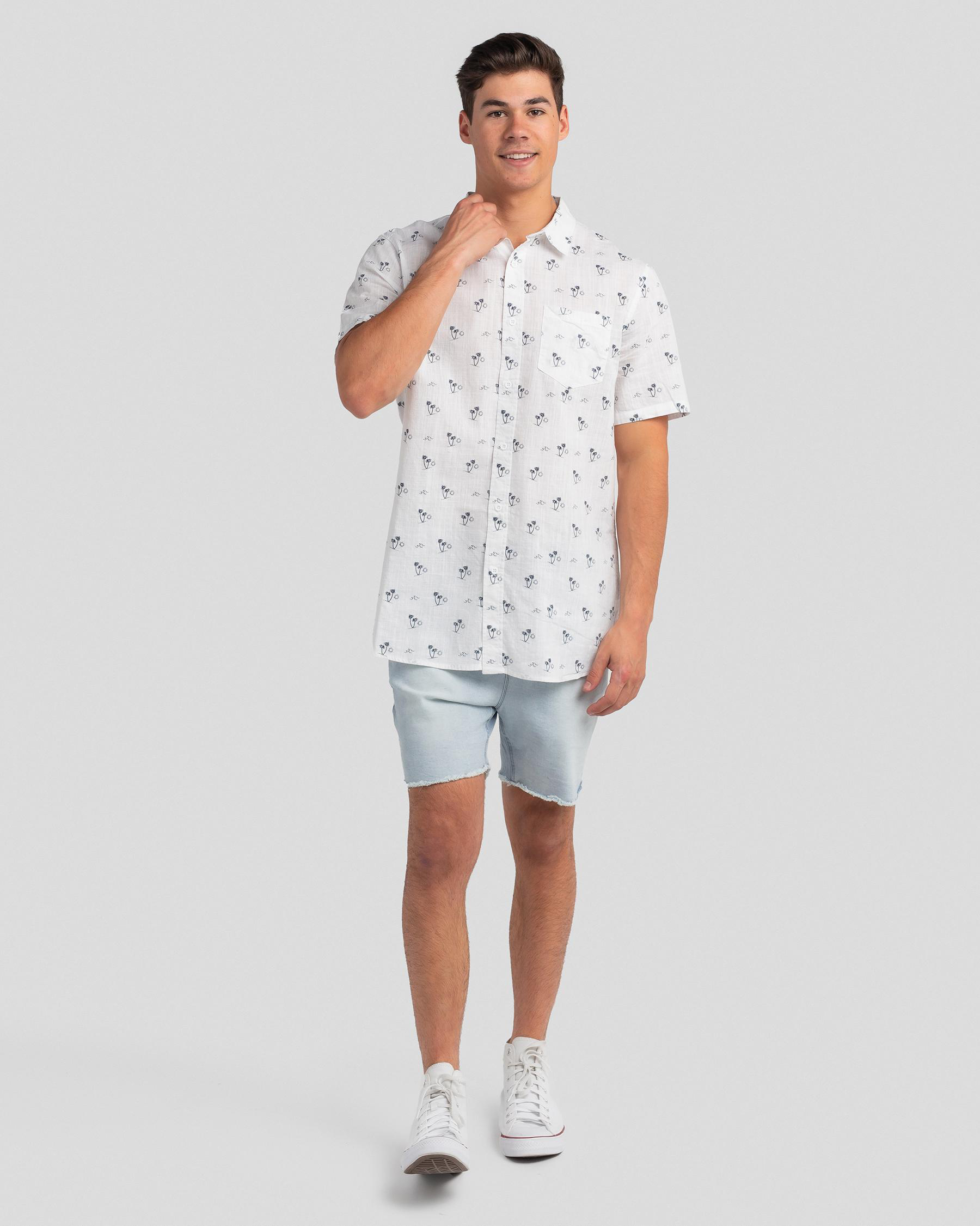 Shop Lucid Stranded Short Sleeve Shirt In White - Fast Shipping & Easy ...