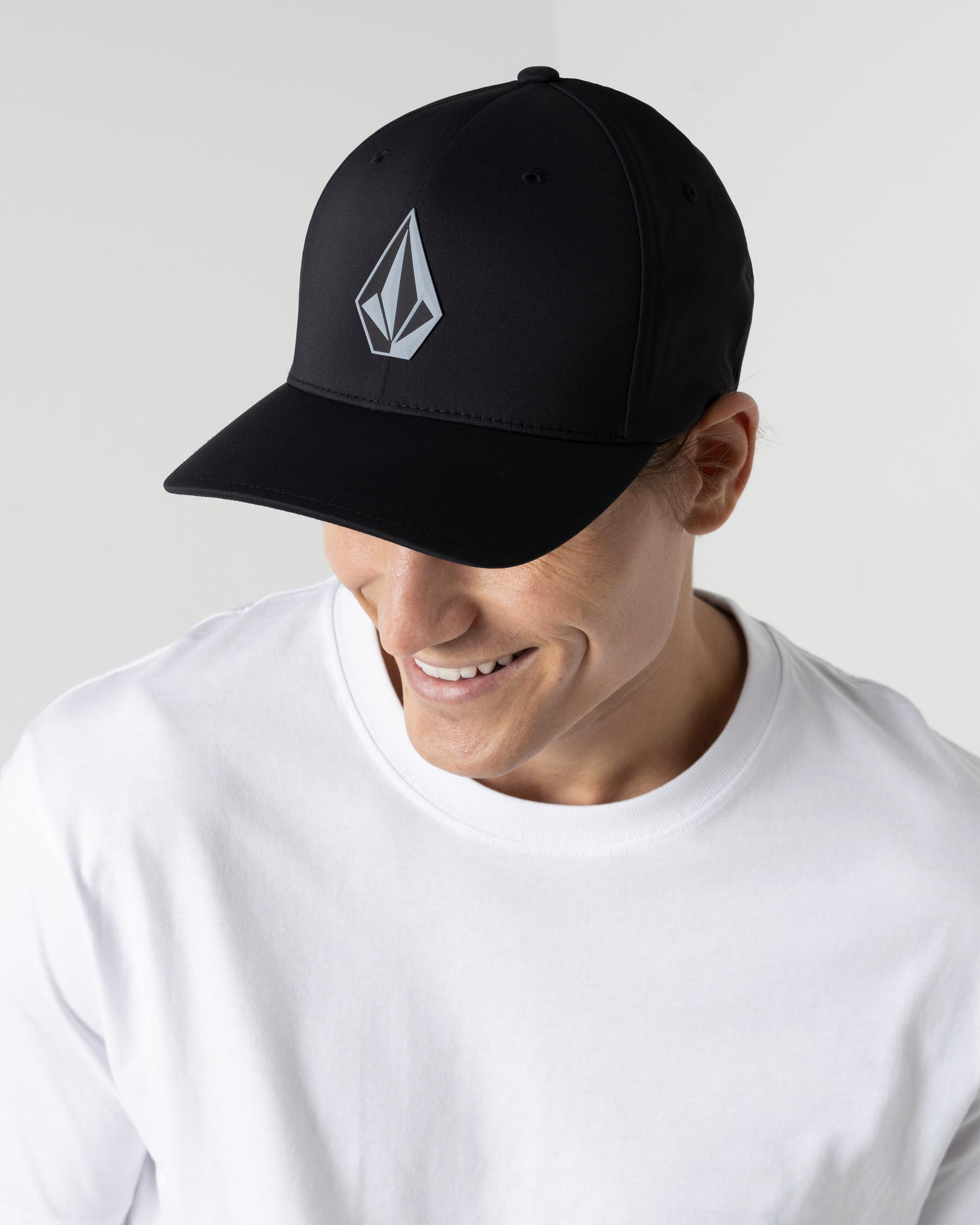 Shop Volcom Stone Tech Flexfit Delta Cap In Black - Fast Shipping ...