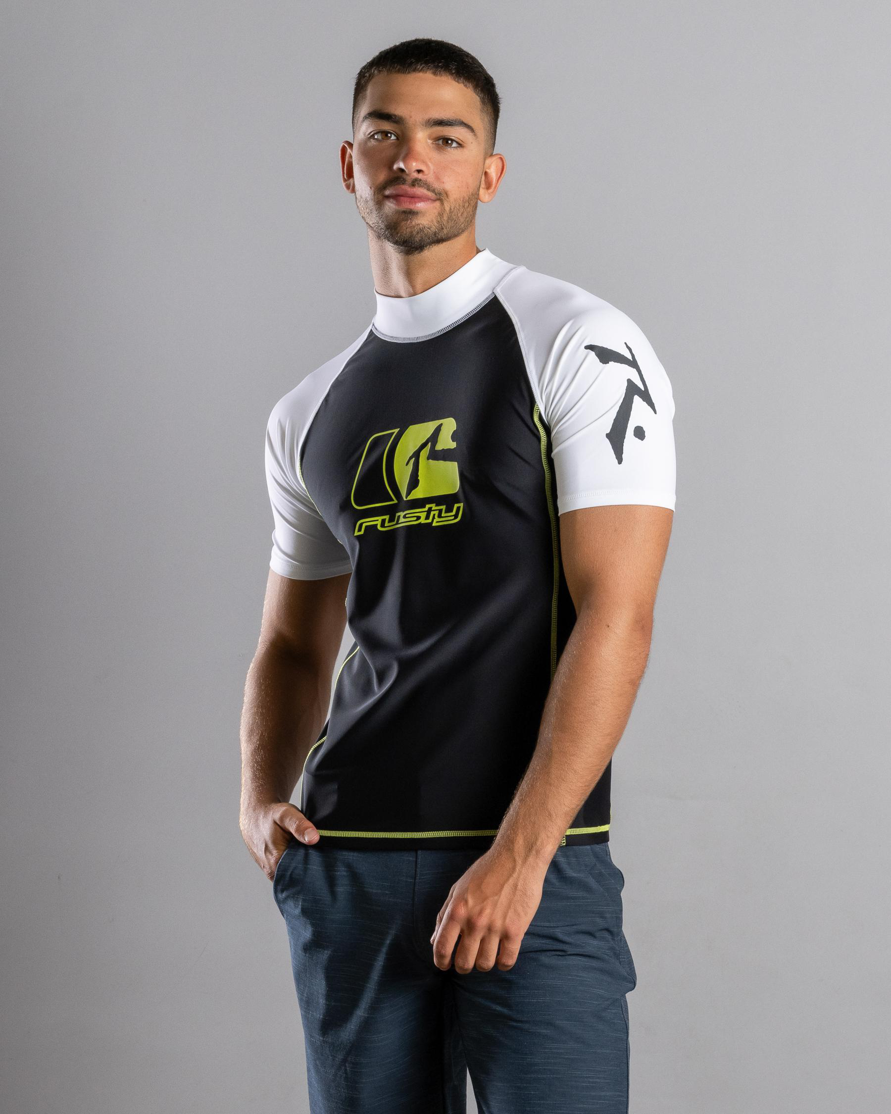 Rusty Y2SHAY Short Sleeve Surf Top In Black / White - FREE* Shipping ...