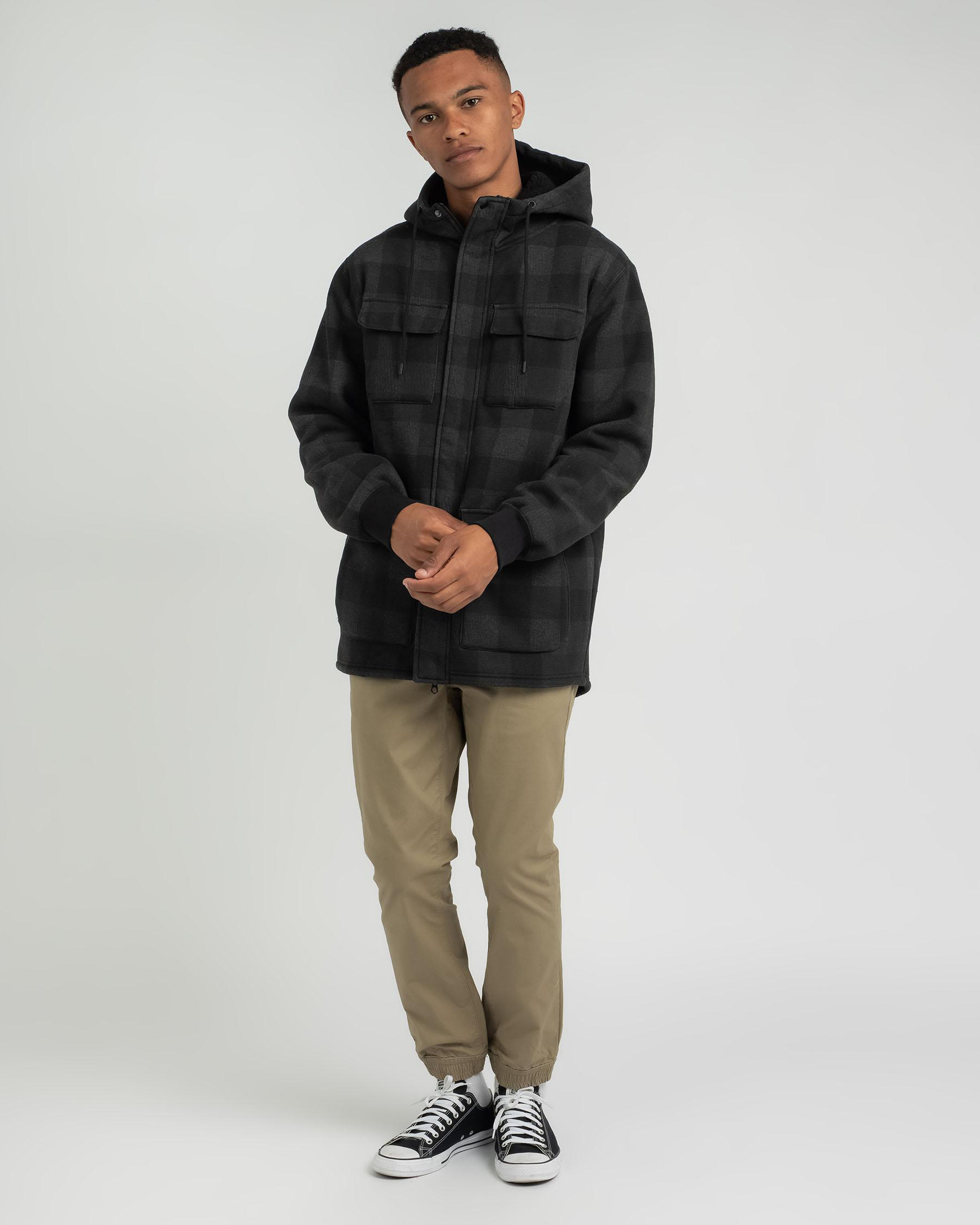 Shop Volcom A4 Bonded Hooded Jacket In Dark Charcoal - Fast Shipping ...