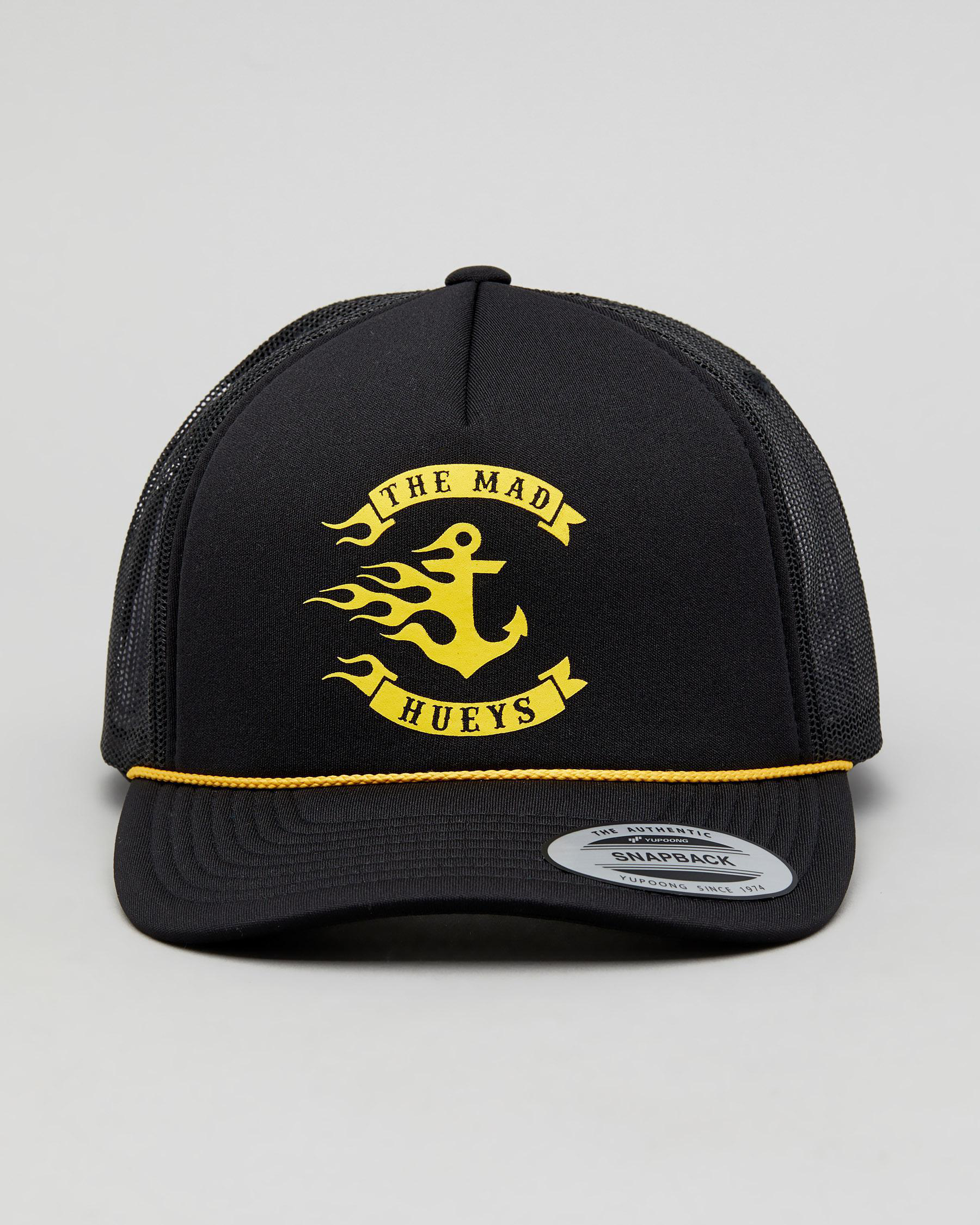 Shop The Mad Hueys Flamin Anchor Trucker Cap In Black - Fast Shipping ...