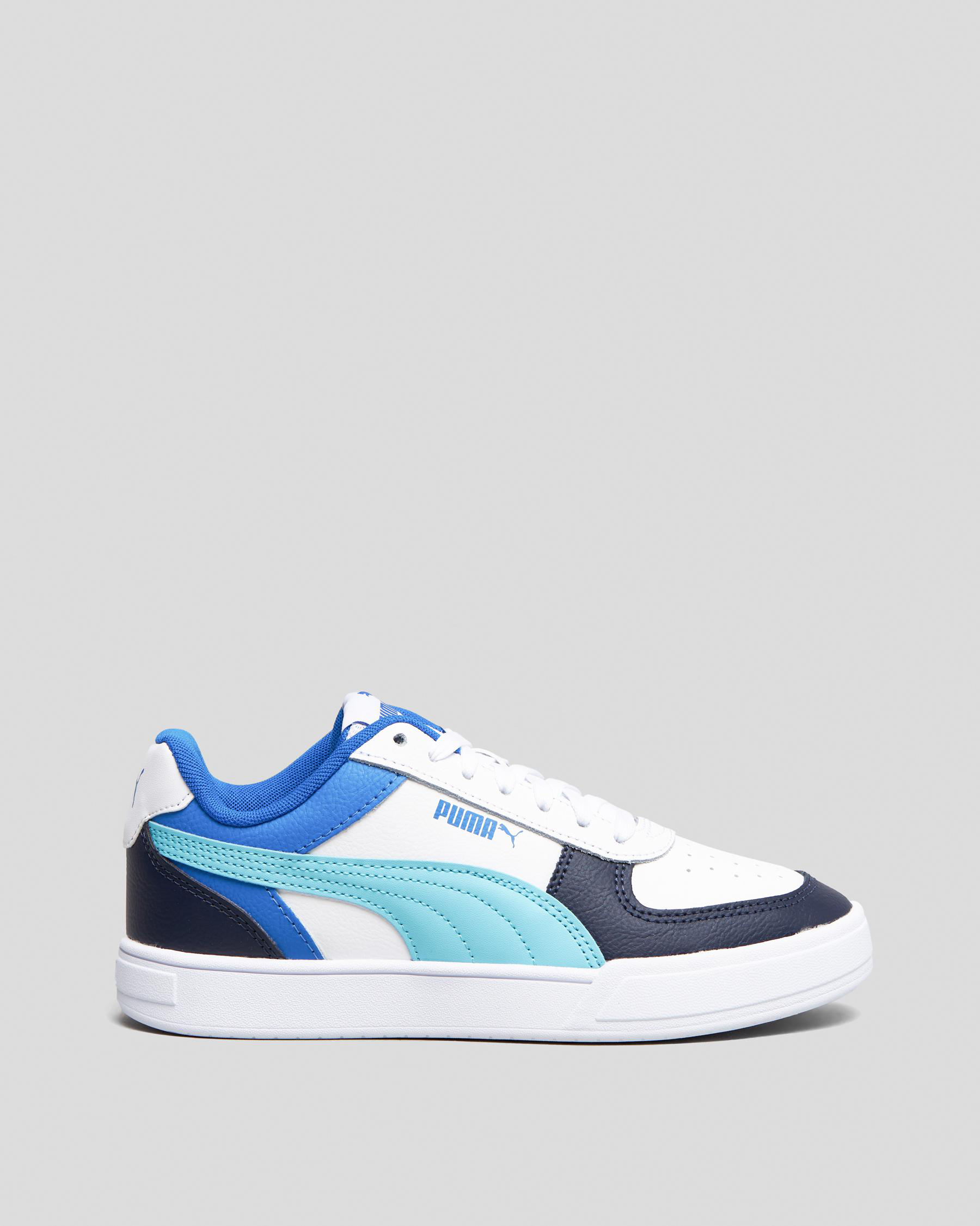 Shop Puma Boys' Caven Block Shoes In Puma White-hero Blue-puma Navy ...