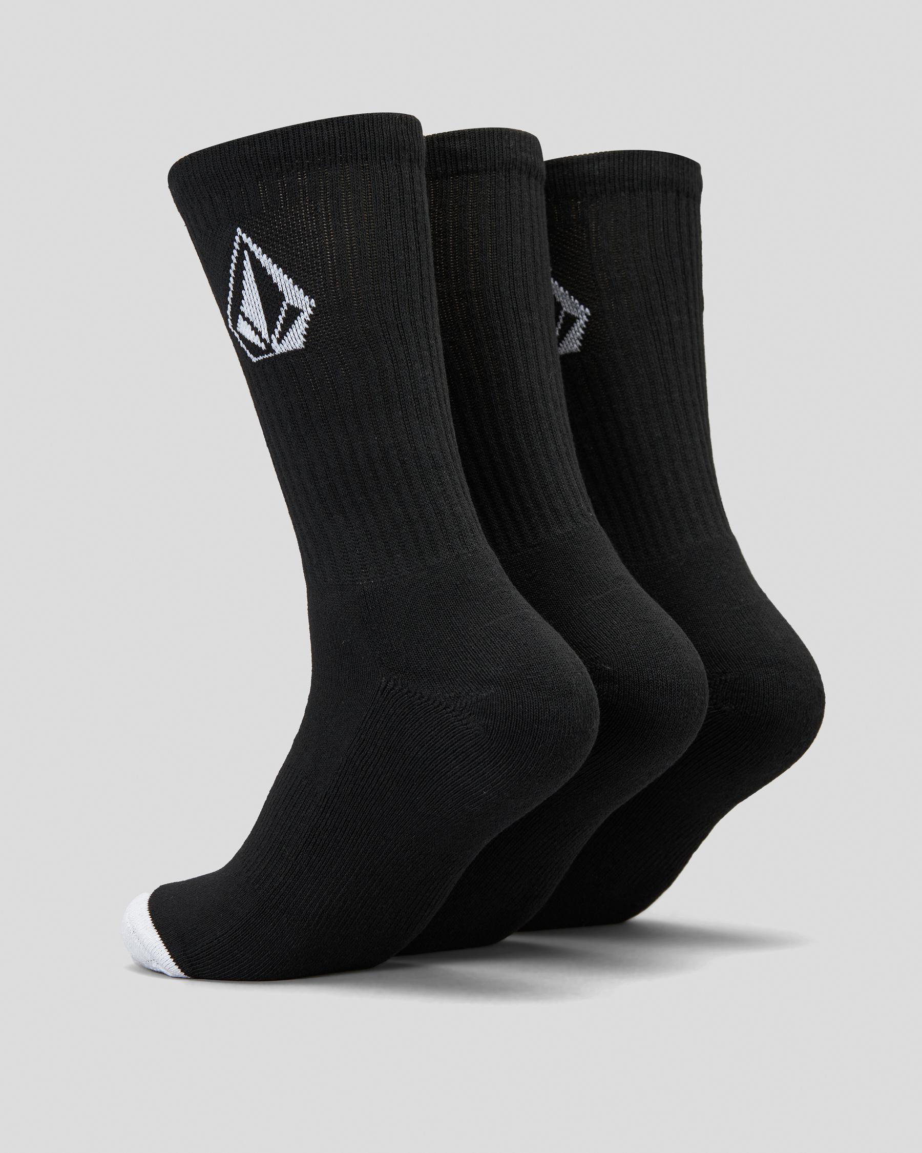 Volcom Full Stone Recycled Crew Socks 3 Pack In Black | City Beach ...