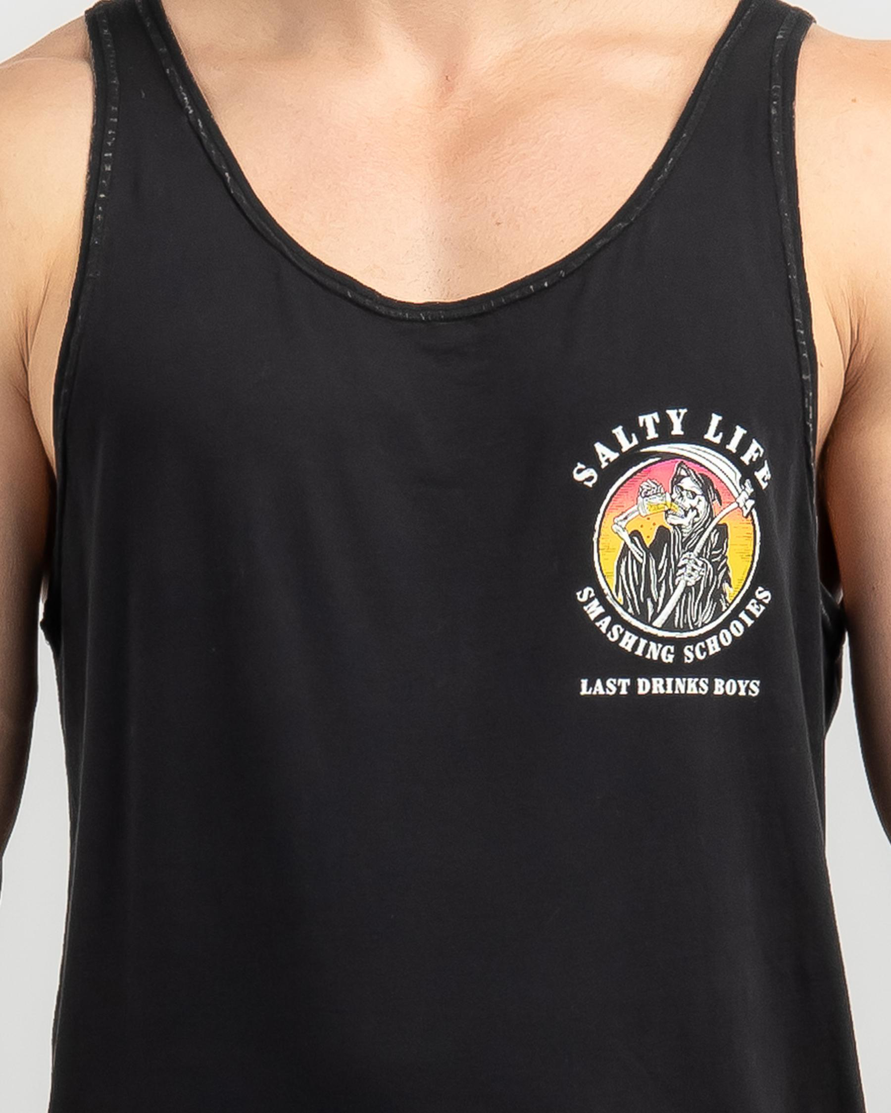 Shop Salty Life Last Drinks Singlet In Black Acid - Fast Shipping ...