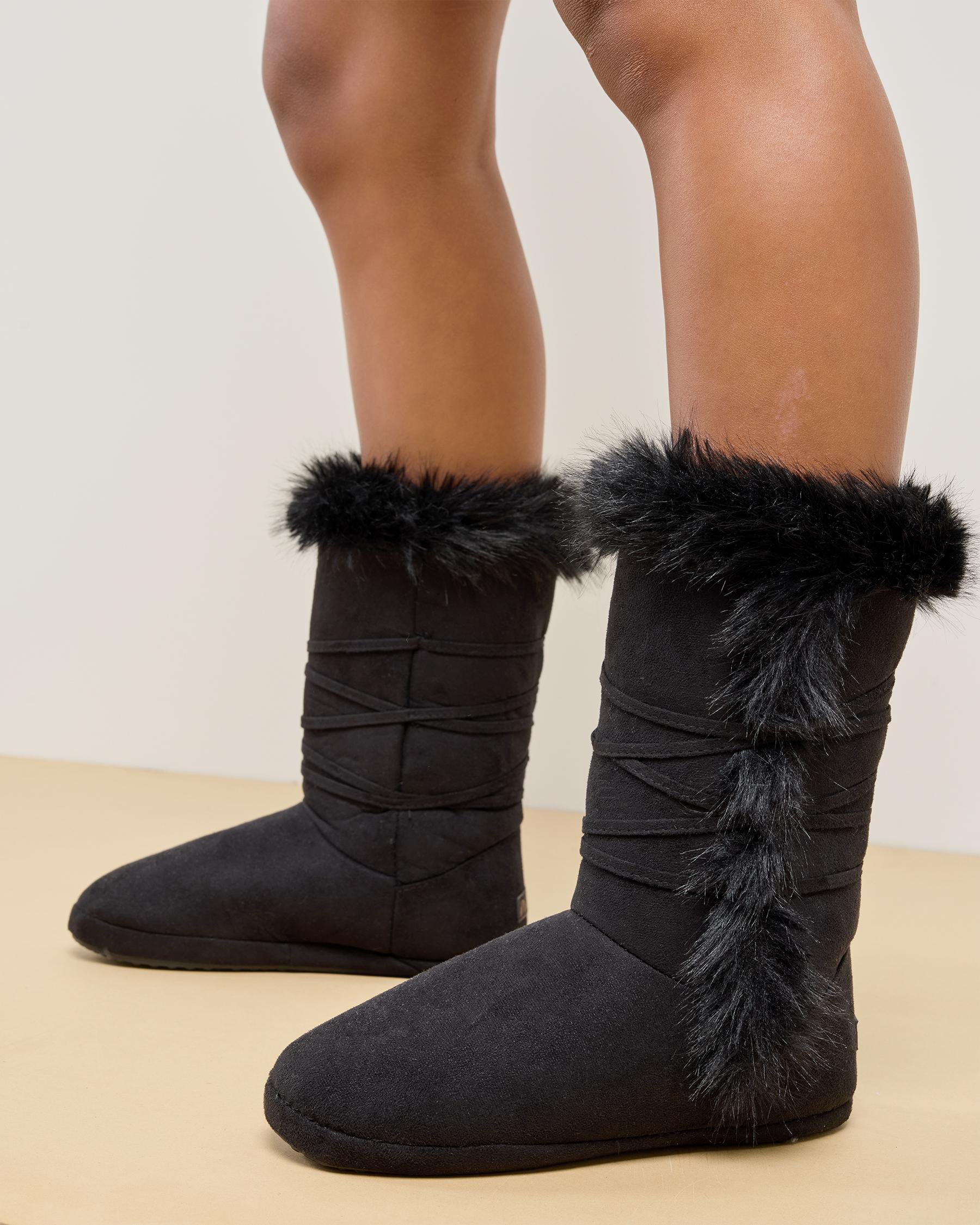 Mooloola Elsa Slipper Boots In Black/black - Fast Shipping & Easy ...