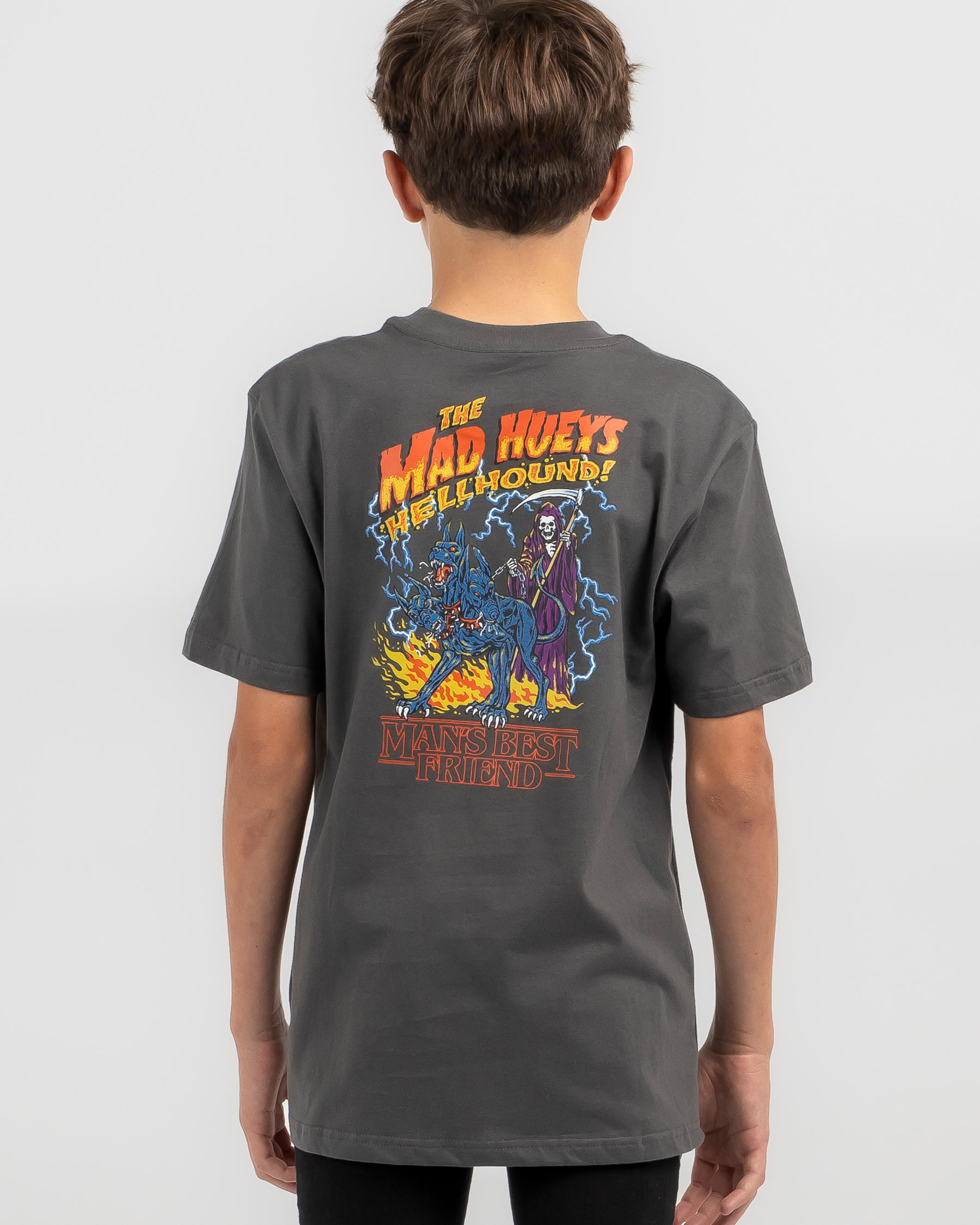 Shop The Mad Hueys Boys' Hellhound T-Shirt In Charcoal - Fast Shipping ...