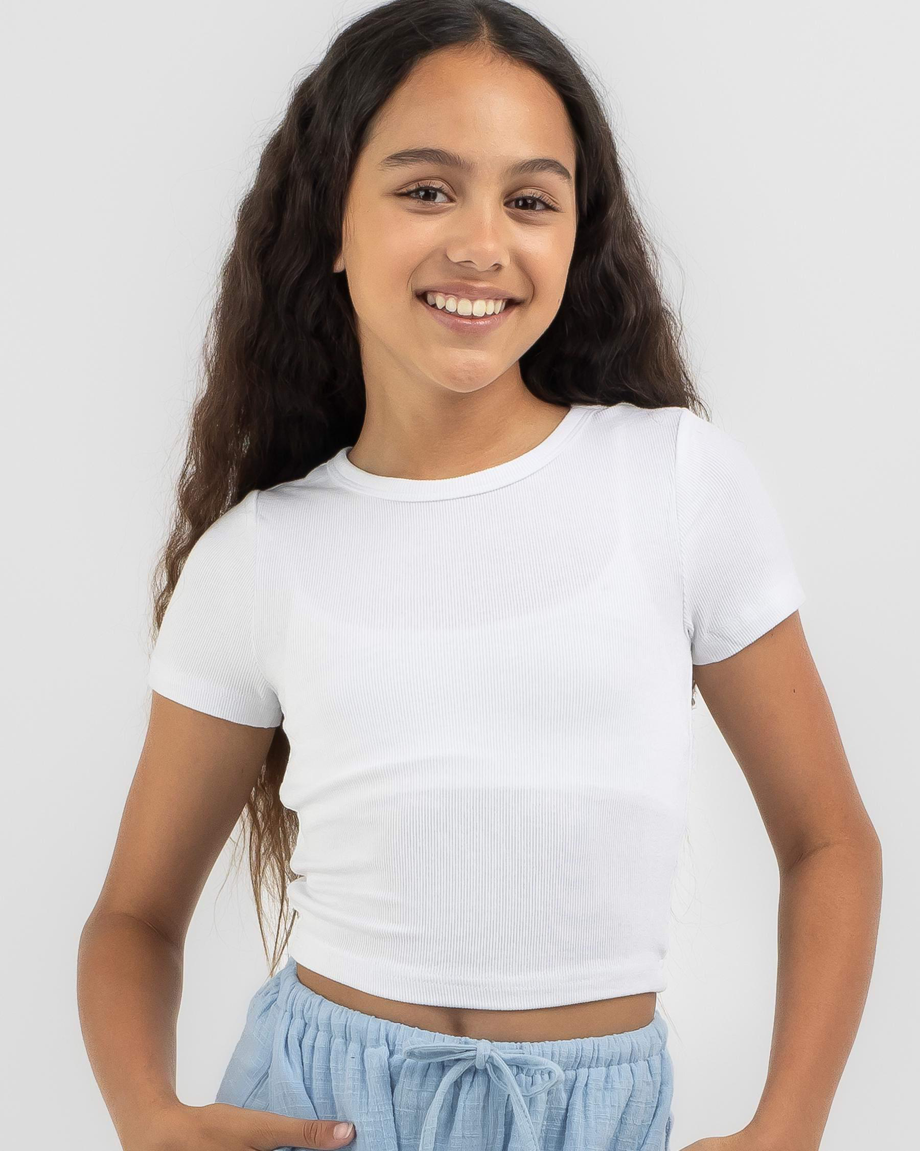 Shop Mooloola Girls' Basic Fine Rib Tee In White - Fast Shipping & Easy Returns - City Beach ...