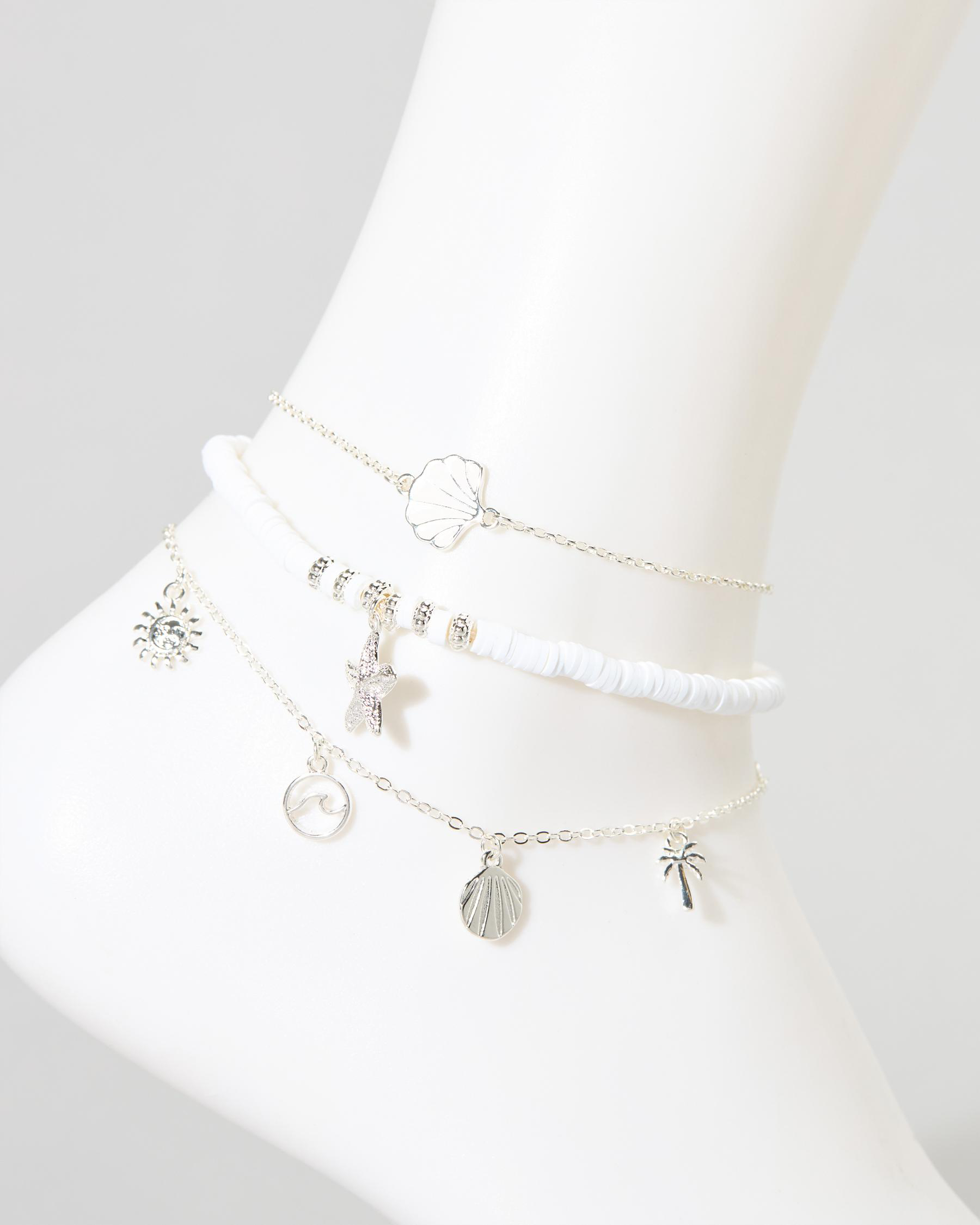 Shop Karyn In LA Sea Star Anklet Pack In Silver/white - Fast Shipping & Easy Returns - City ...