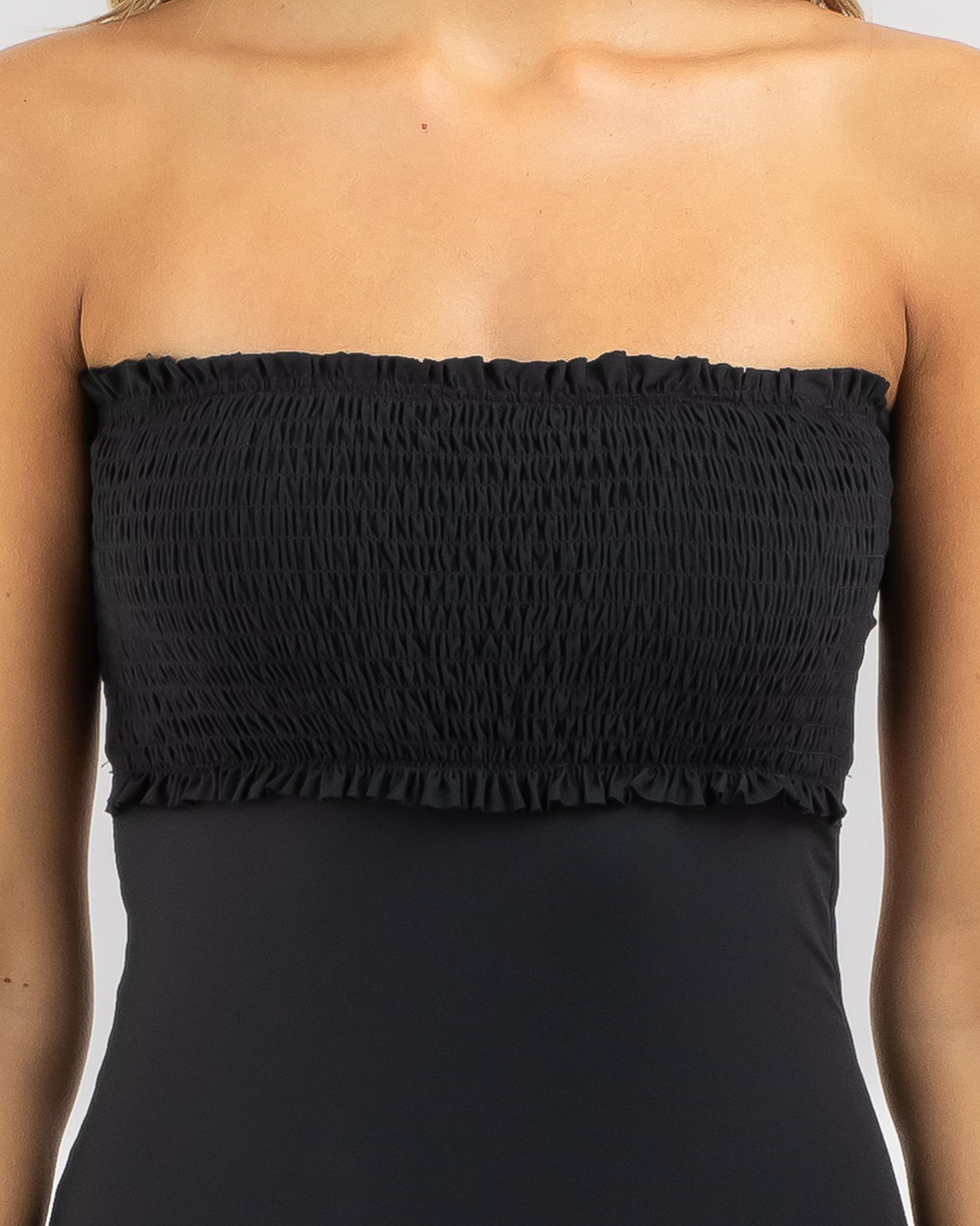 Shop Kaiami Darlene Strapless One Piece Swimsuit In Black - Fast ...