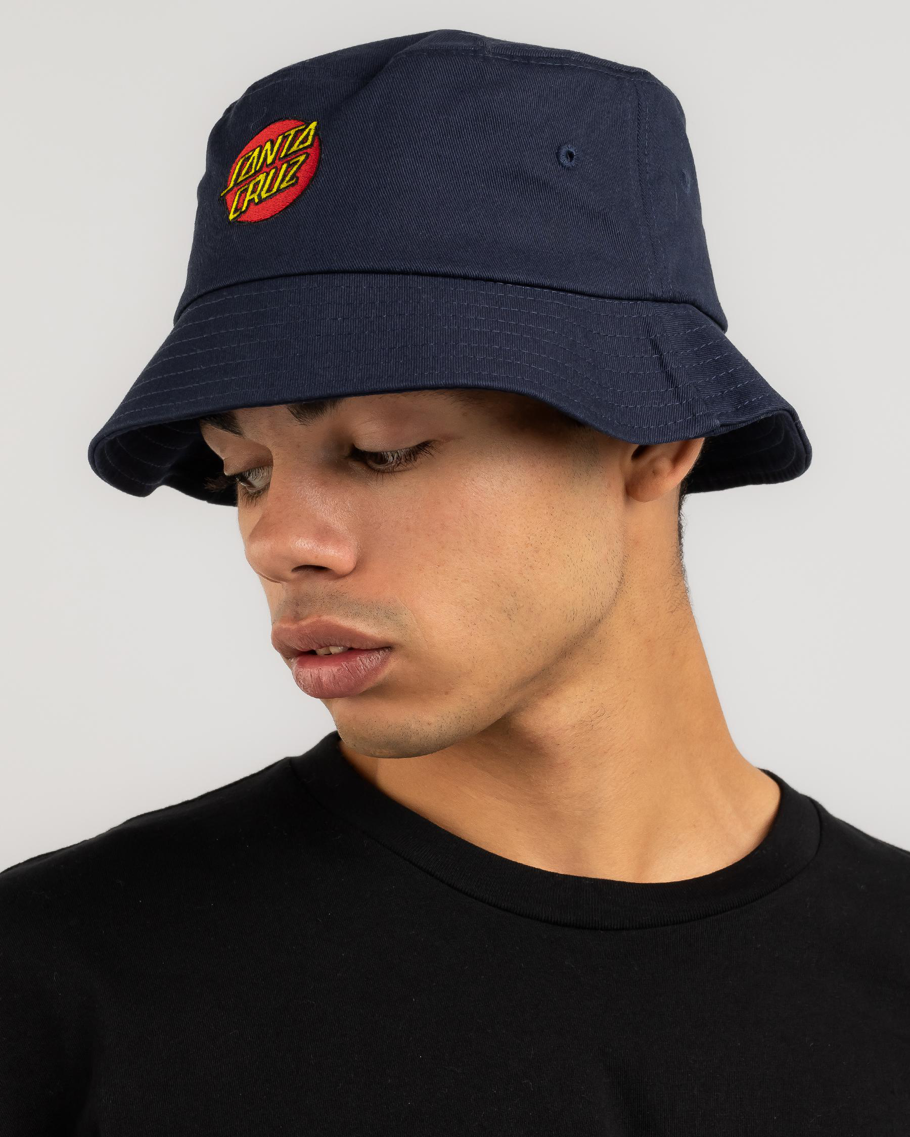 Shop Santa Cruz Classic Dot Patch Bucket Hat In Navy - Fast Shipping ...