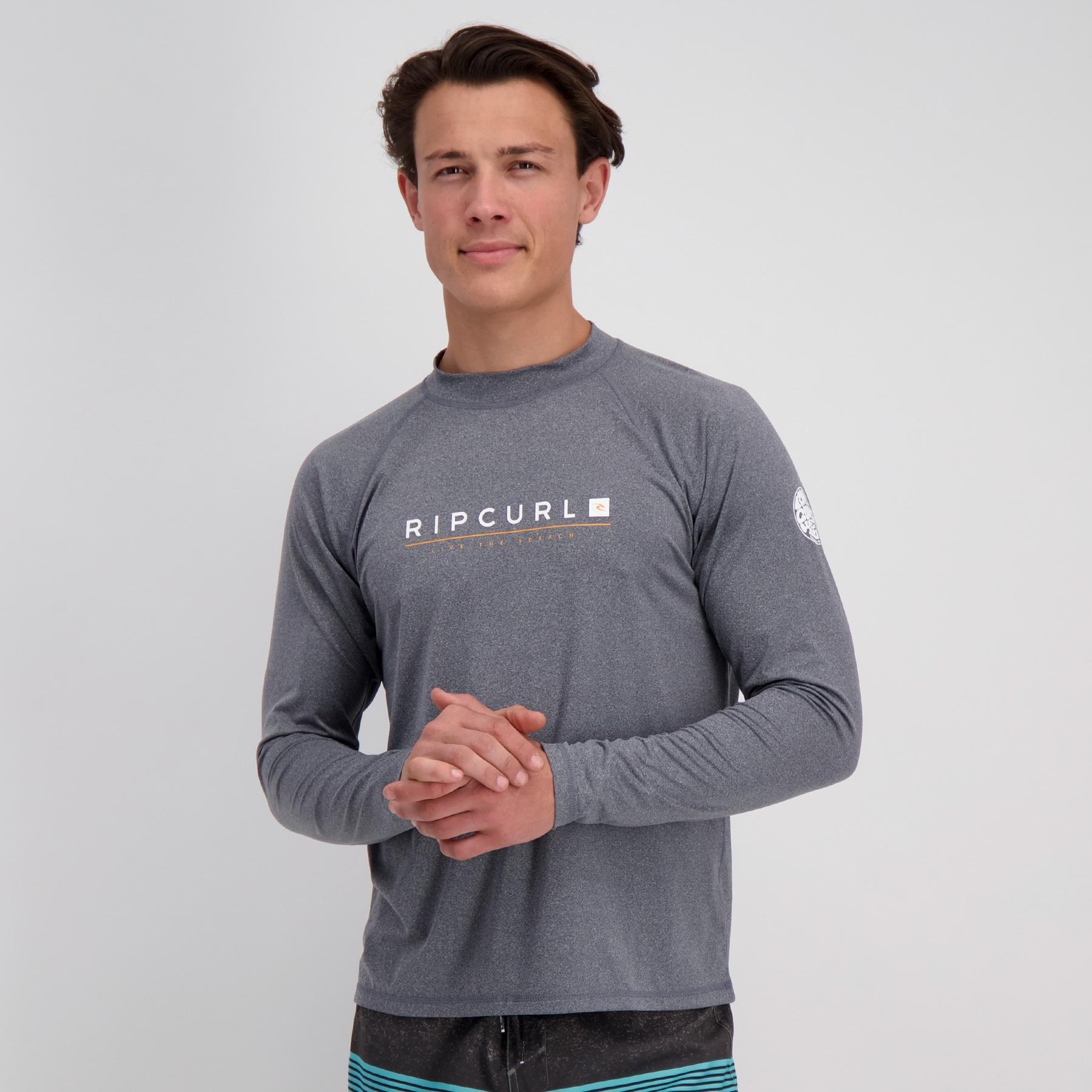 Shop Rip Curl Shockwave Relaxed Long Sleeve Rash Vest In Grey Marle ...