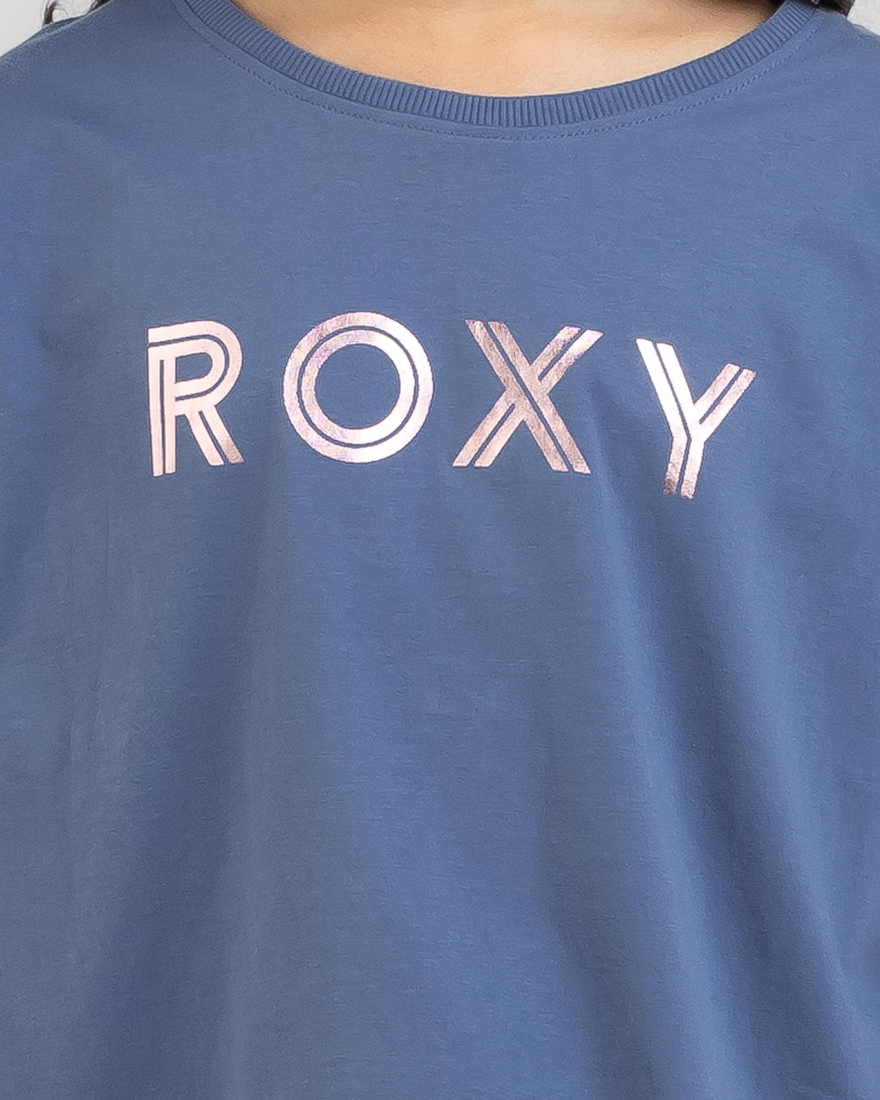 Shop Roxy Girls' Ready To Roll T-Shirt In Bijou Blue - Fast Shipping ...