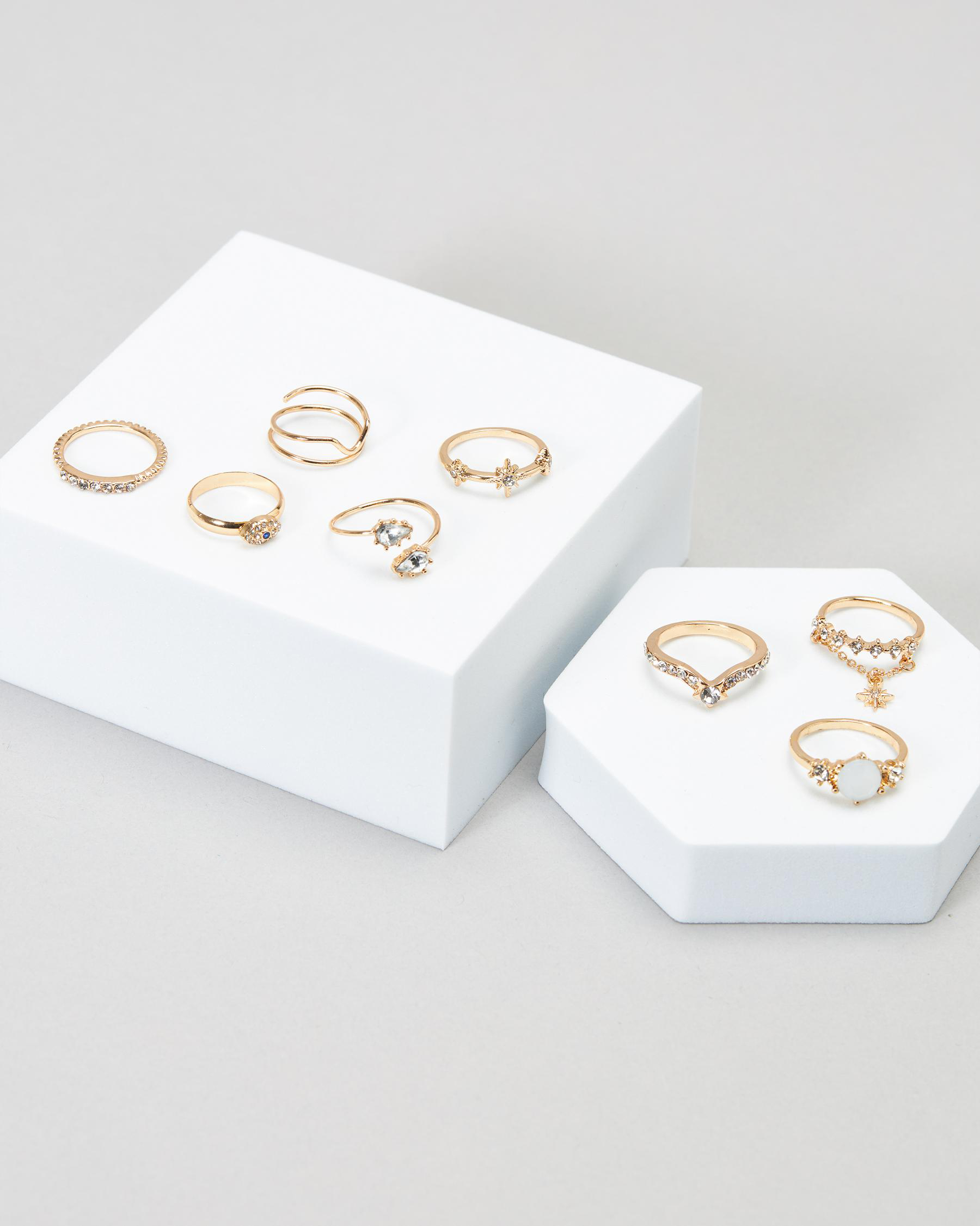 Karyn In LA Laura Ring Pack In Shiny Light Gold - Fast Shipping & Easy ...