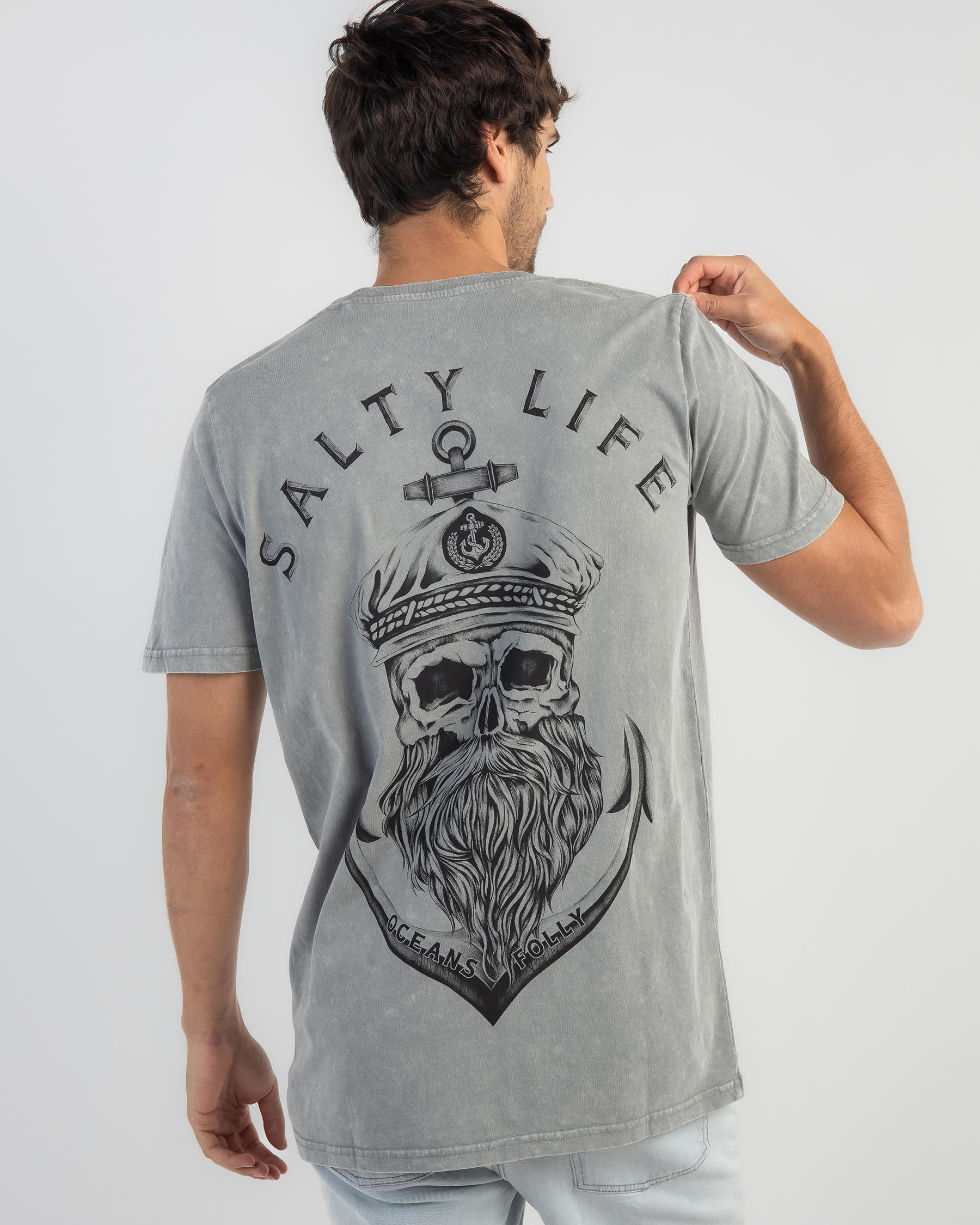 Shop Salty Life Anchors T-Shirt In Light Grey Acid - Fast Shipping & Easy Returns - City Beach ...