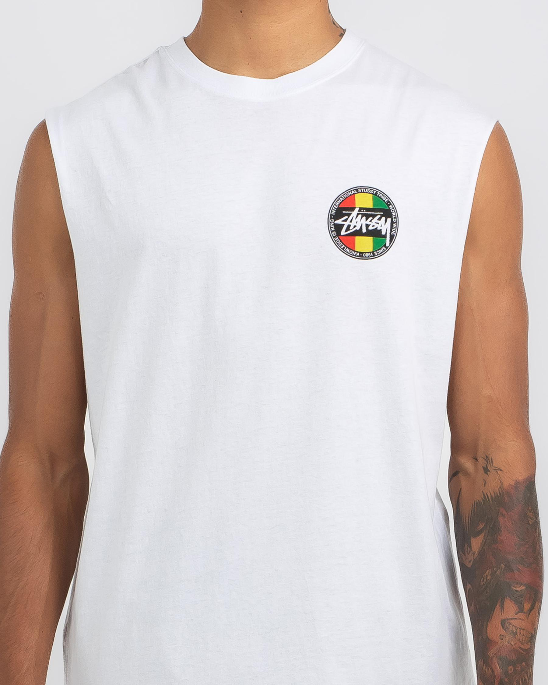 Shop Stussy Rasta dot Muscle Tank In White - Fast Shipping & Easy ...