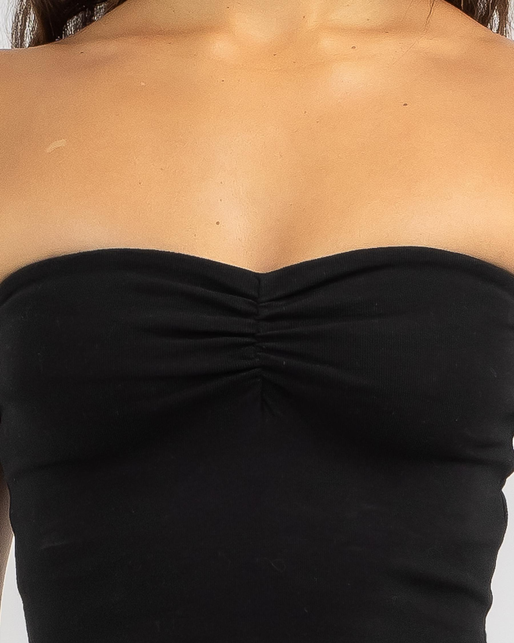 Ava And Ever Basic Ruche Front Sweetheart Tube Top In Black - Fast Shipping & Easy Returns ...