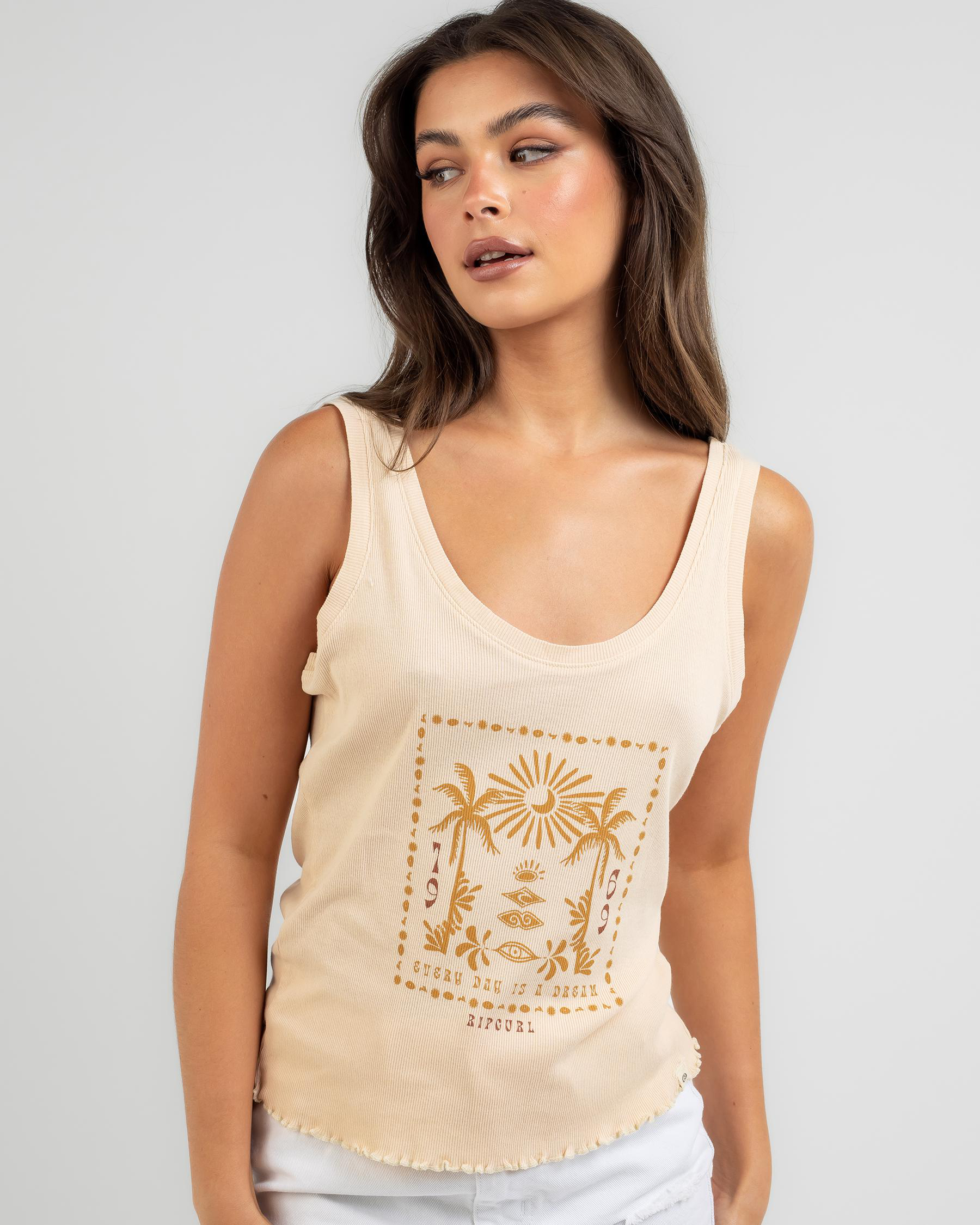 Shop Rip Curl Dreamer Ribbed Tank In Nude - Fast Shipping & Easy ...