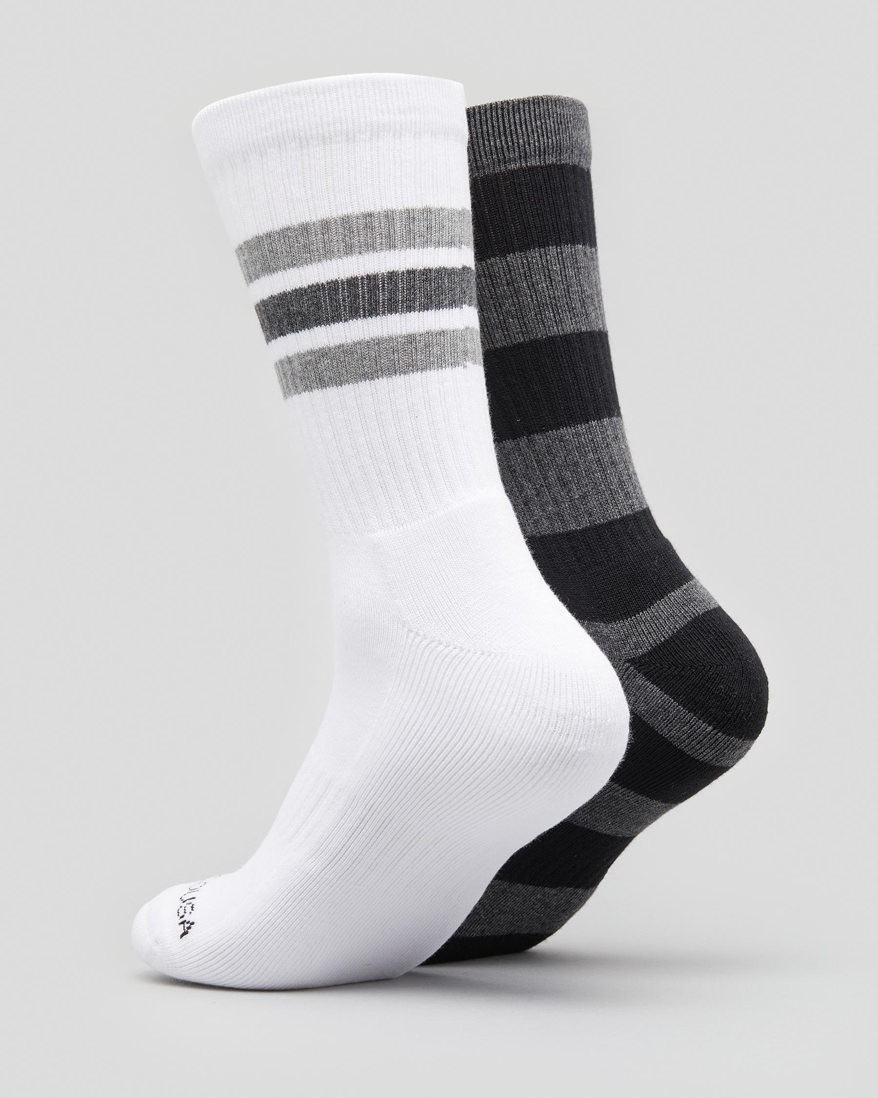 Shop DC Shoes DC Stripe Crew Socks 2 Pack In Black - Fast Shipping ...