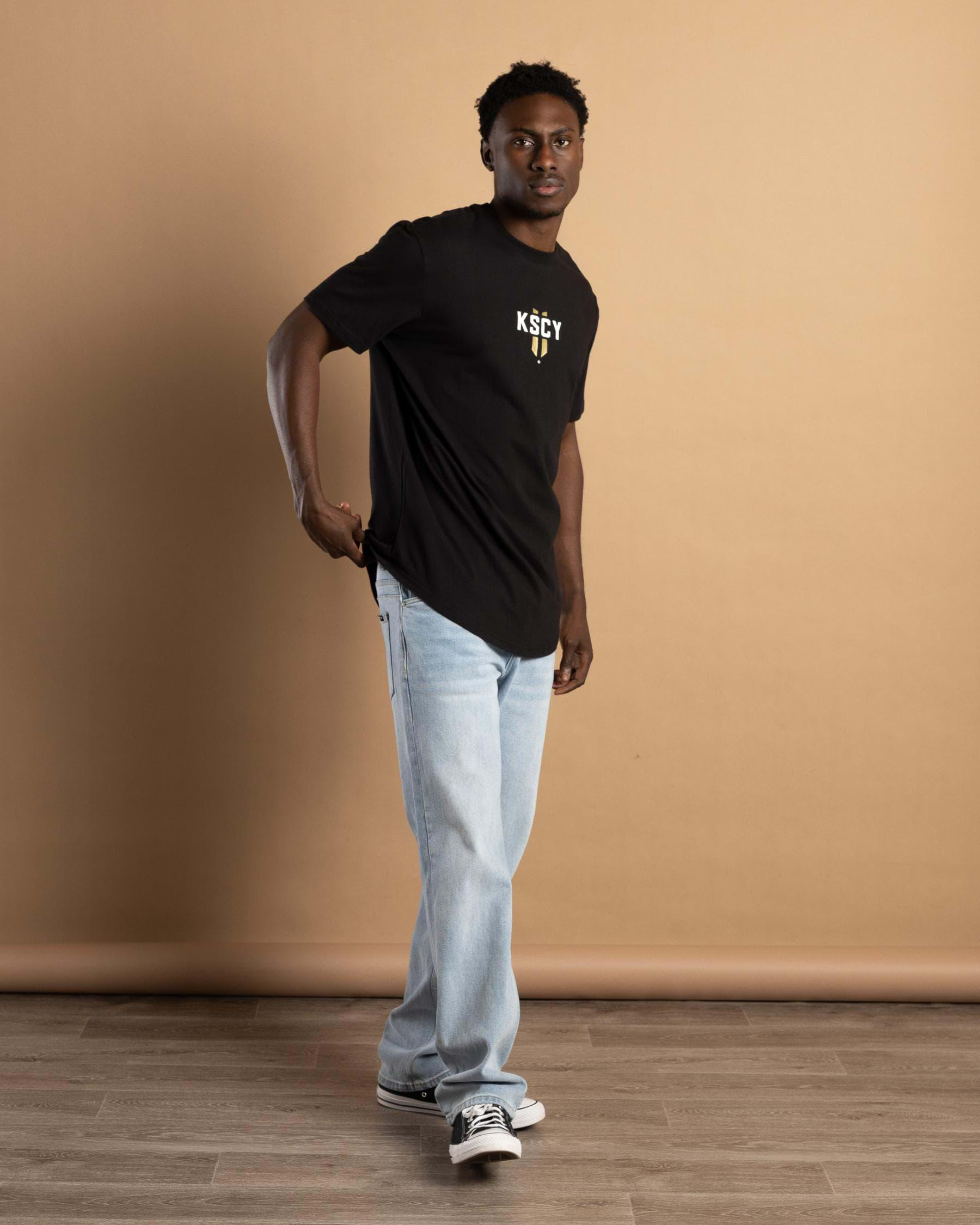 Shop Kiss Chacey Imperium Dual Curved T-Shirt In Jet Black - Fast ...