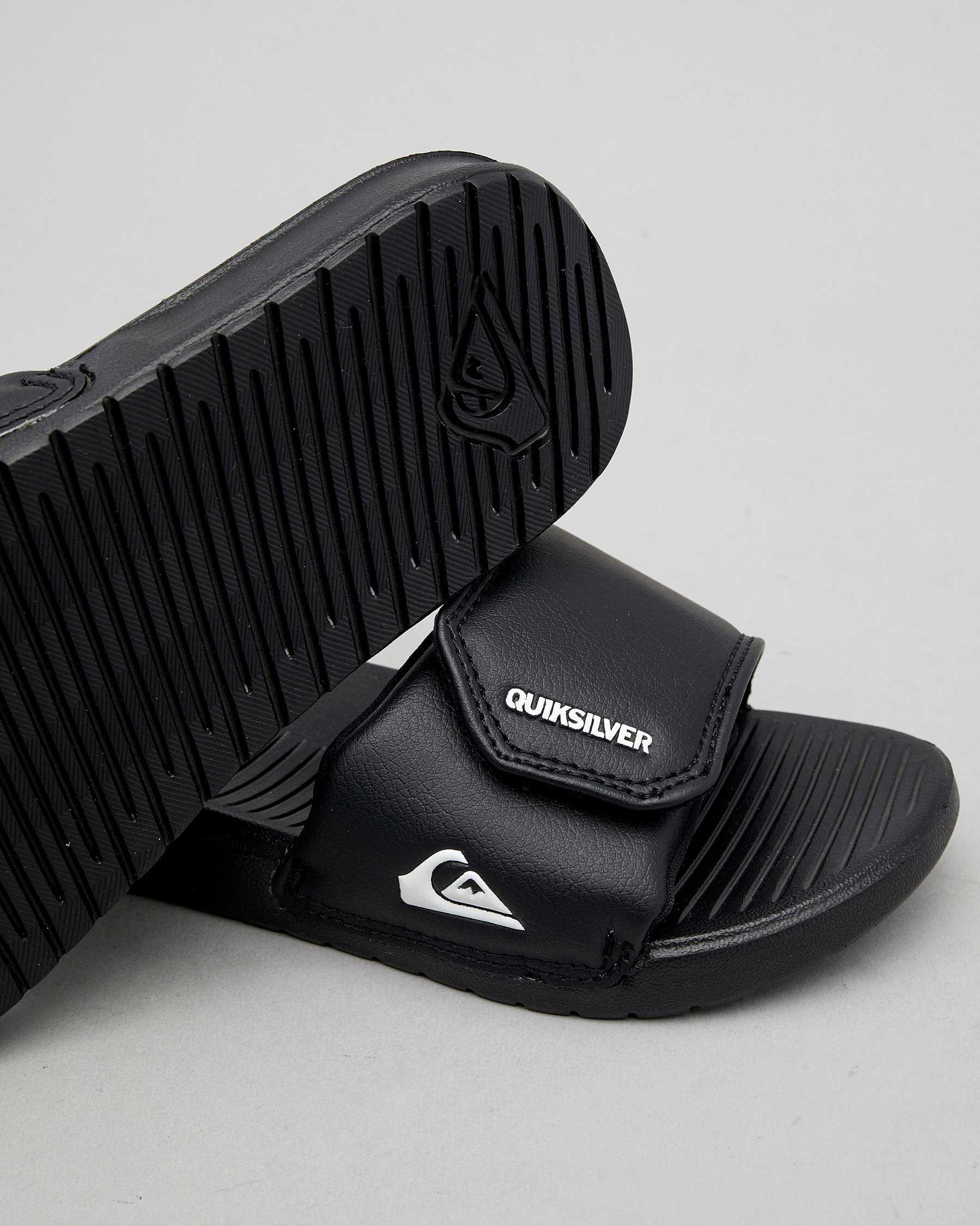 Shop Quiksilver Toddlers' Bright Coast Adjust Slides In Black/white ...