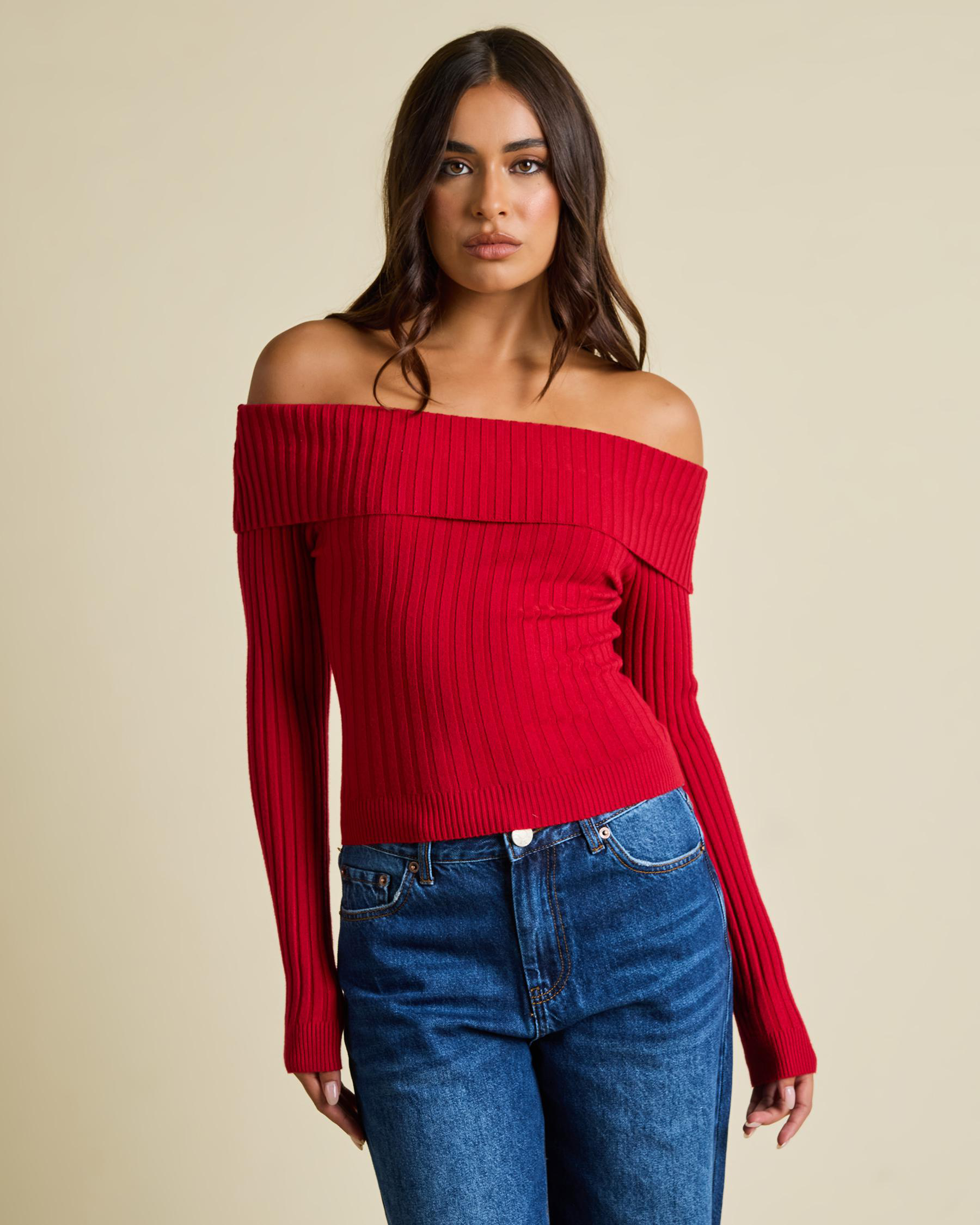 Shop Ava And Ever Ari Off Shoulder Knit Top In Berry - Fast Shipping ...