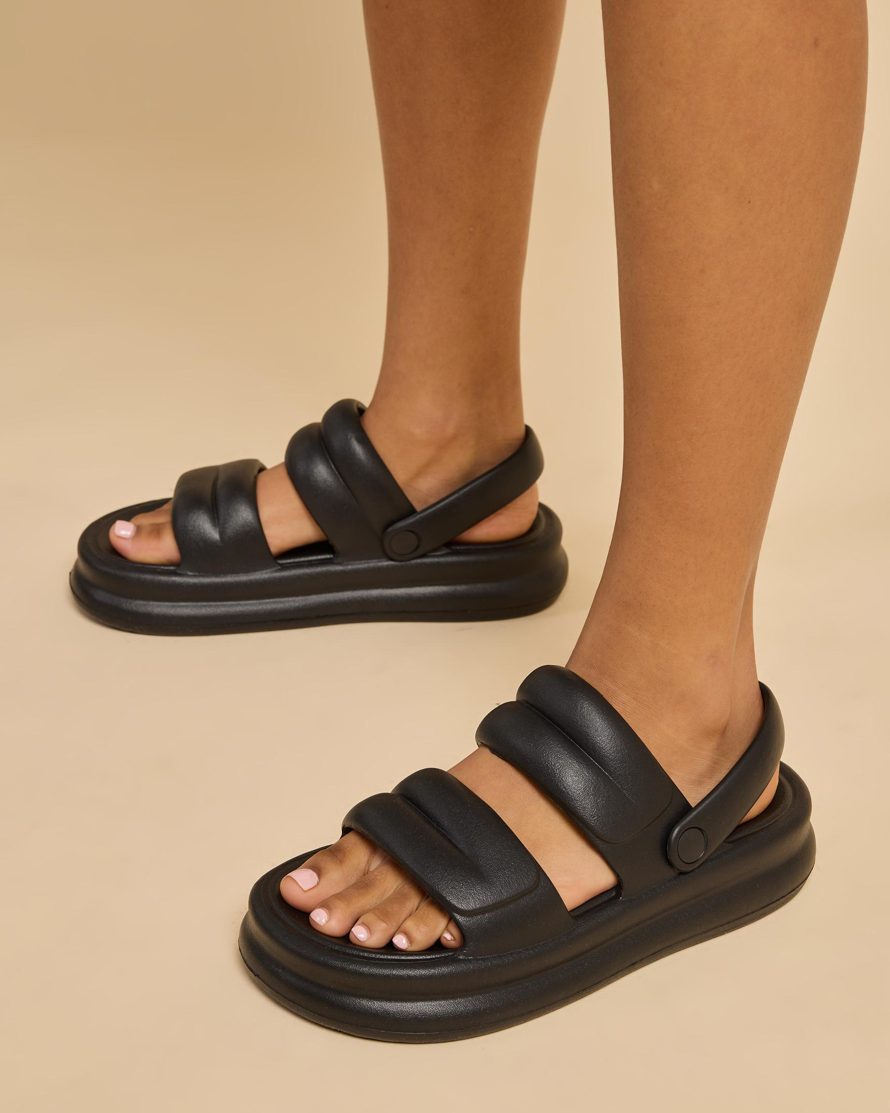 Shop Ava And Ever Mellow Eva Slide Sandals In Black - Fast Shipping ...