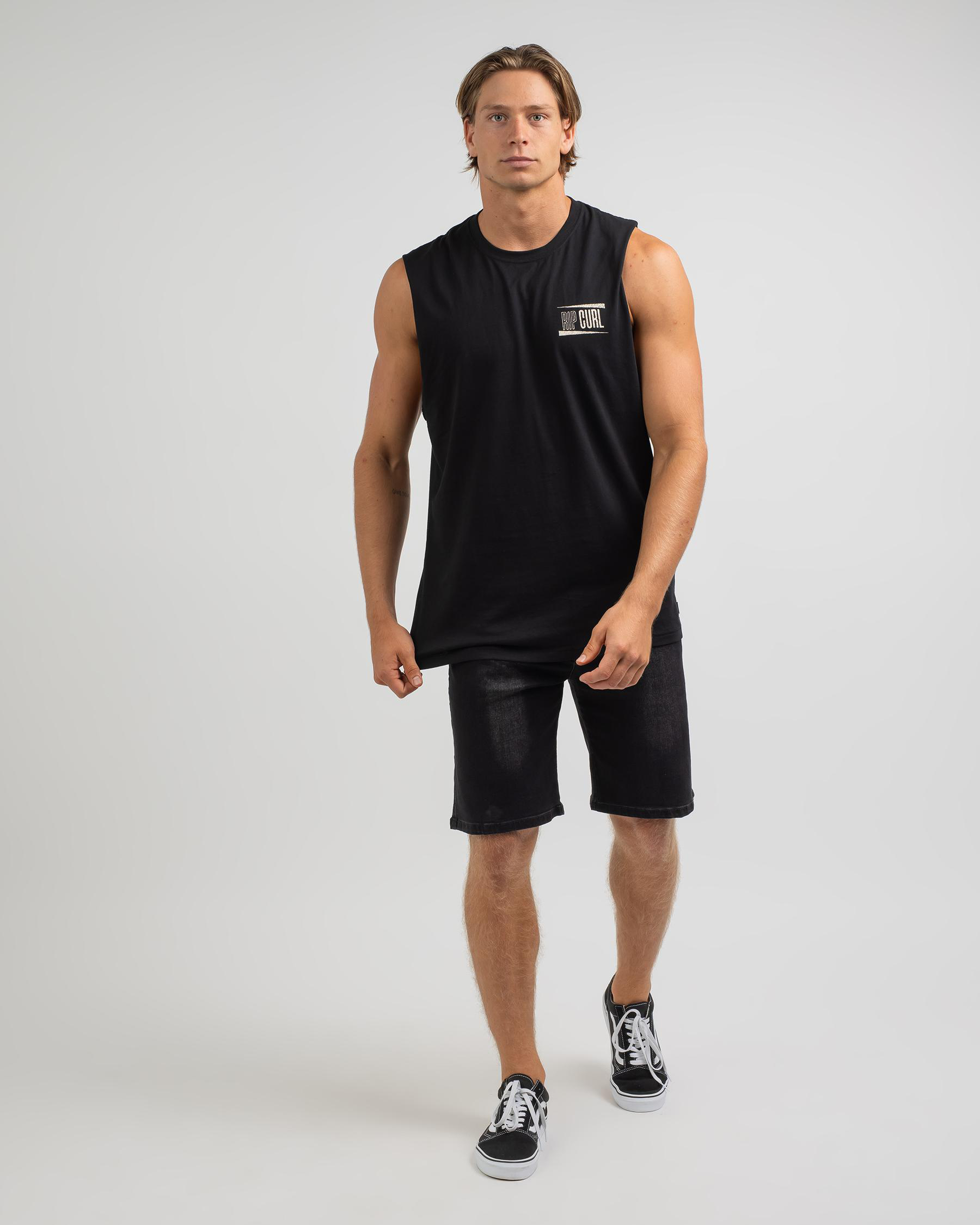Shop Rip Curl Wedge Muscle Tank In Black - Fast Shipping & Easy Returns ...