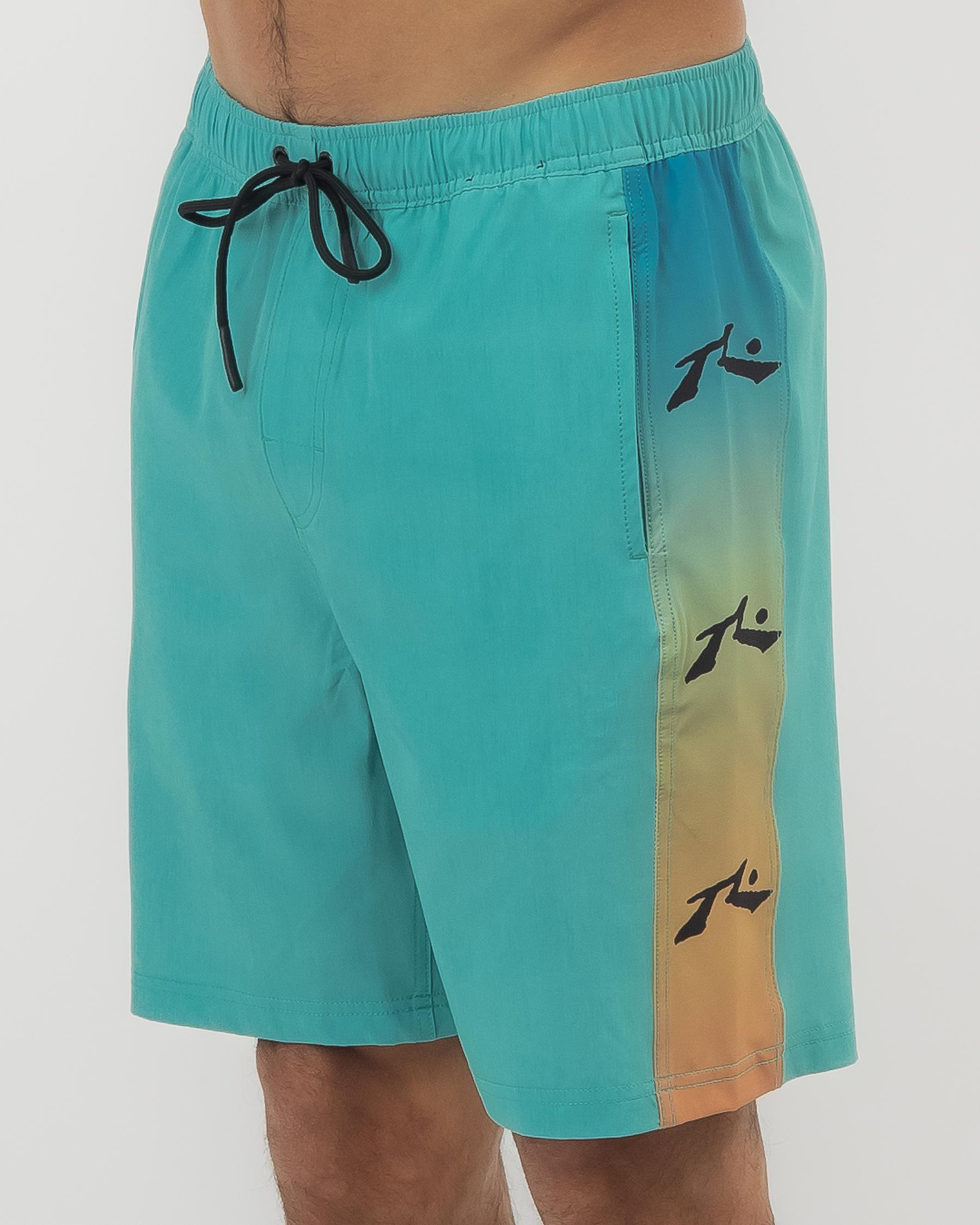 Shop Rusty Before Crowds Elastic Board Shorts In Sea Spray - Fast ...
