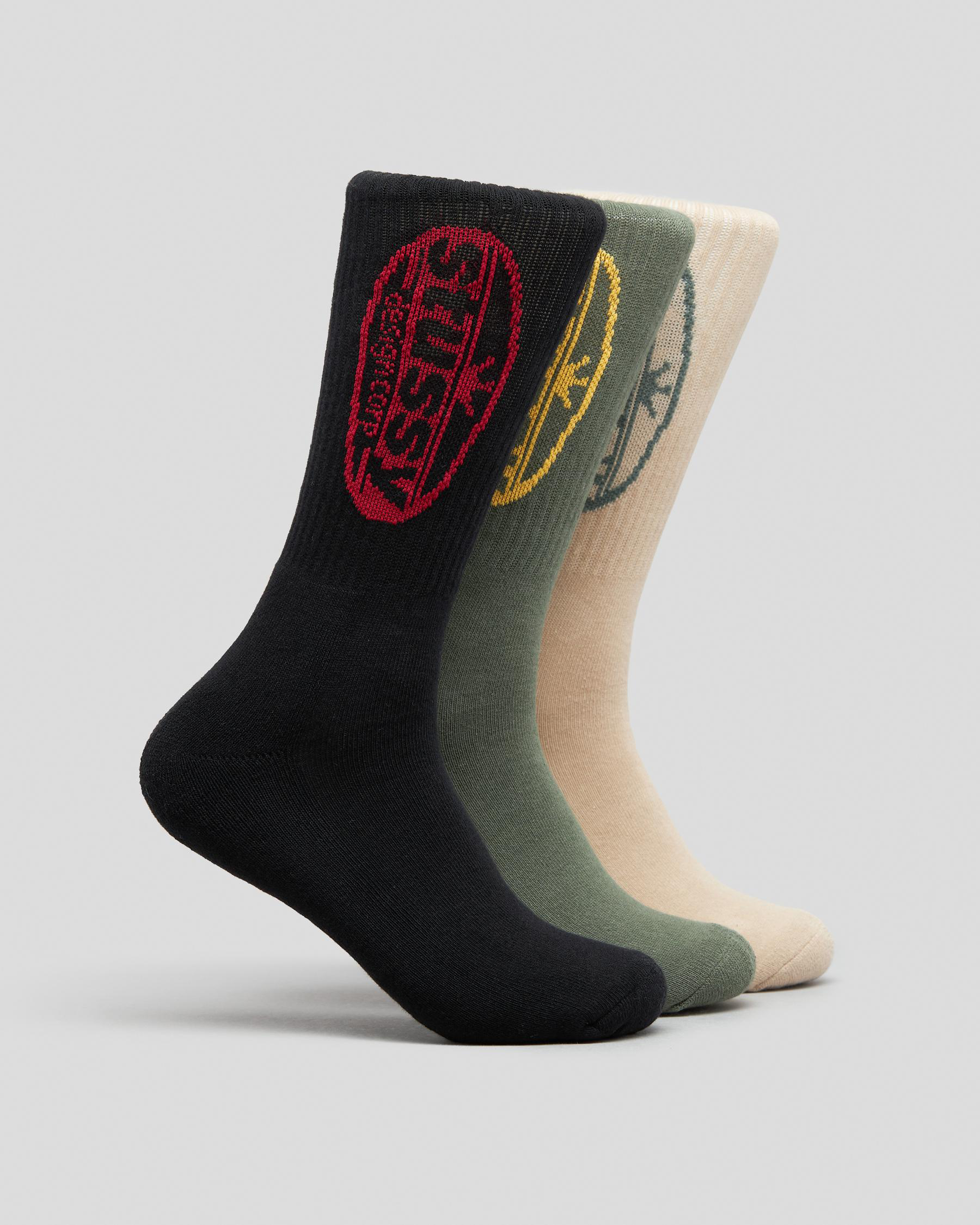 Shop Stussy Oval Corp Socks 3 Pack In Multi - Fast Shipping & Easy ...