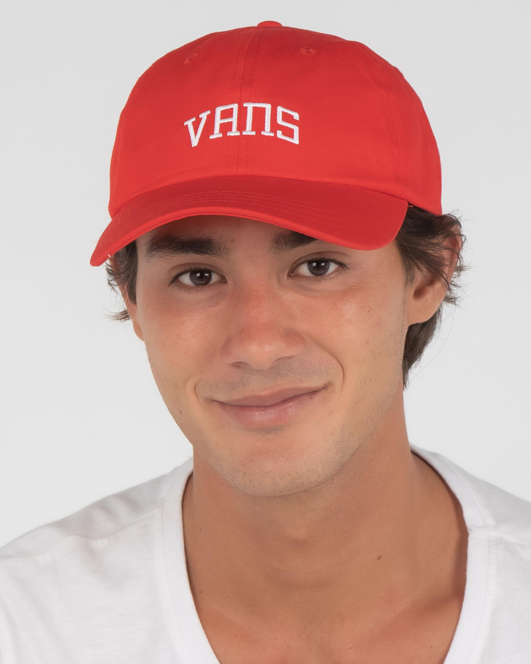 Shop Vans New Varsity Jockey Cap In High Risk Red New Varsity - Fast ...