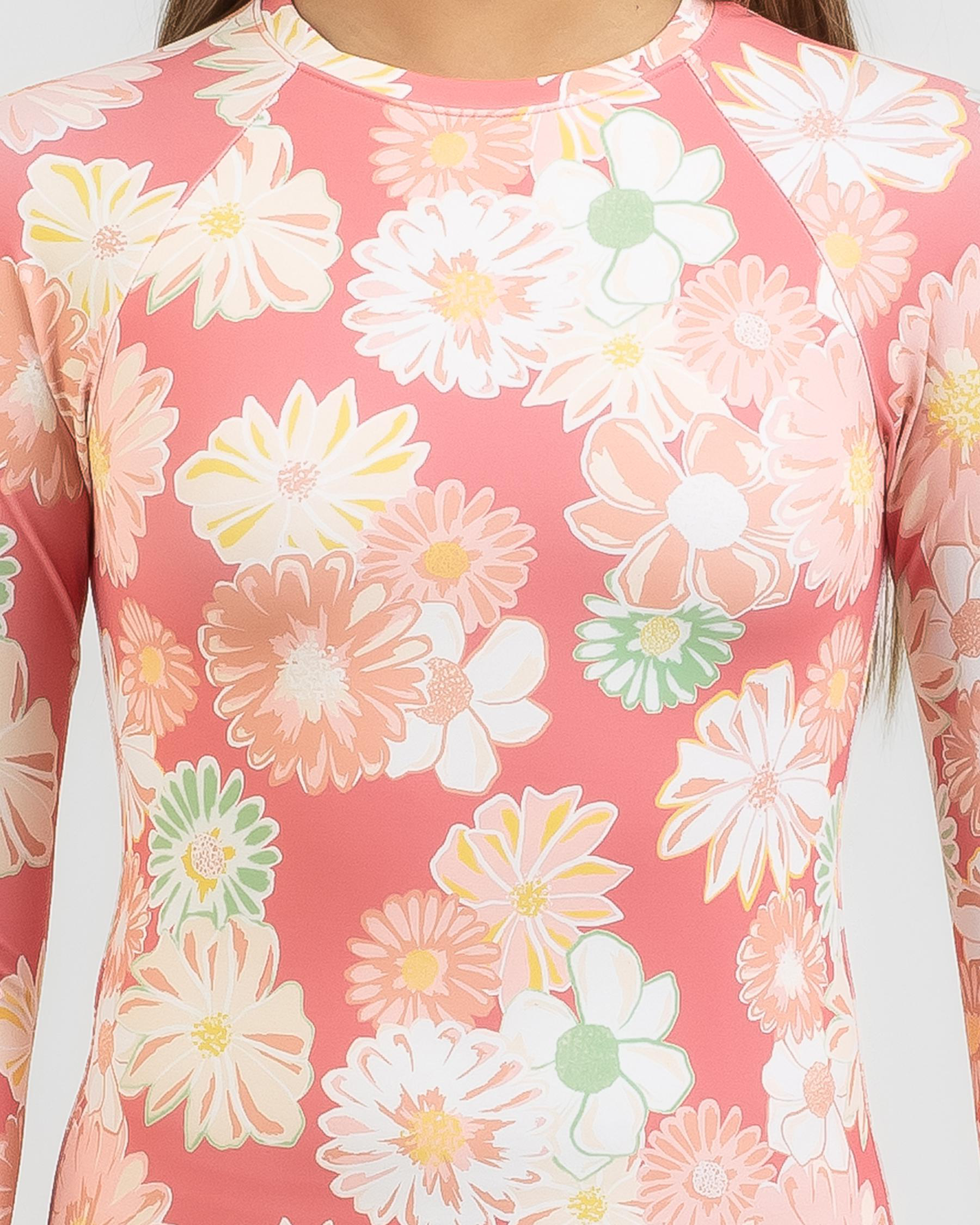 Shop Roxy Girls' Vintage Mood Story Long Sleeve Surfsuit In Tea Rose ...