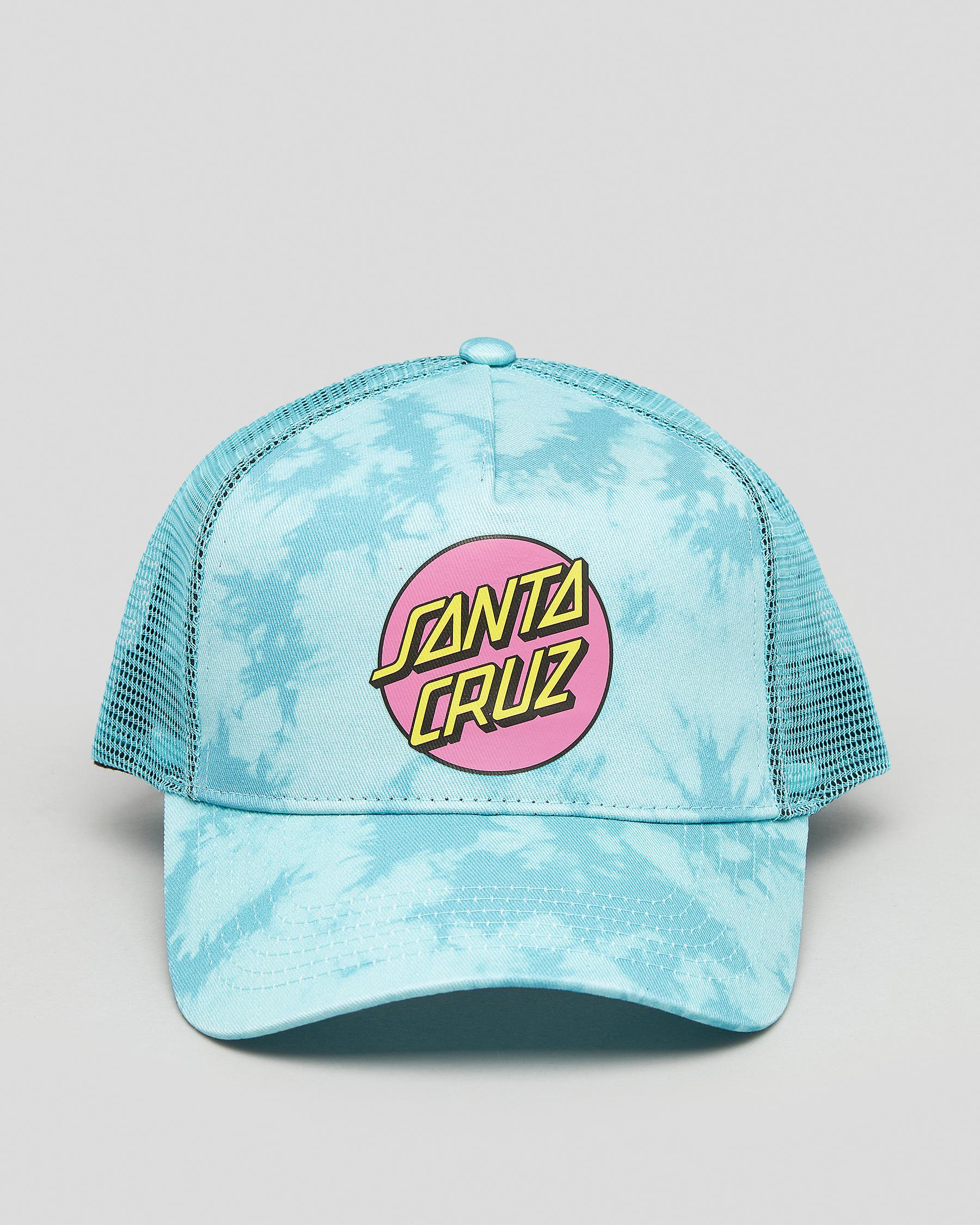 Shop Santa Cruz Other Dot Trucker Cap In Aqua Tie Dye - Fast Shipping ...