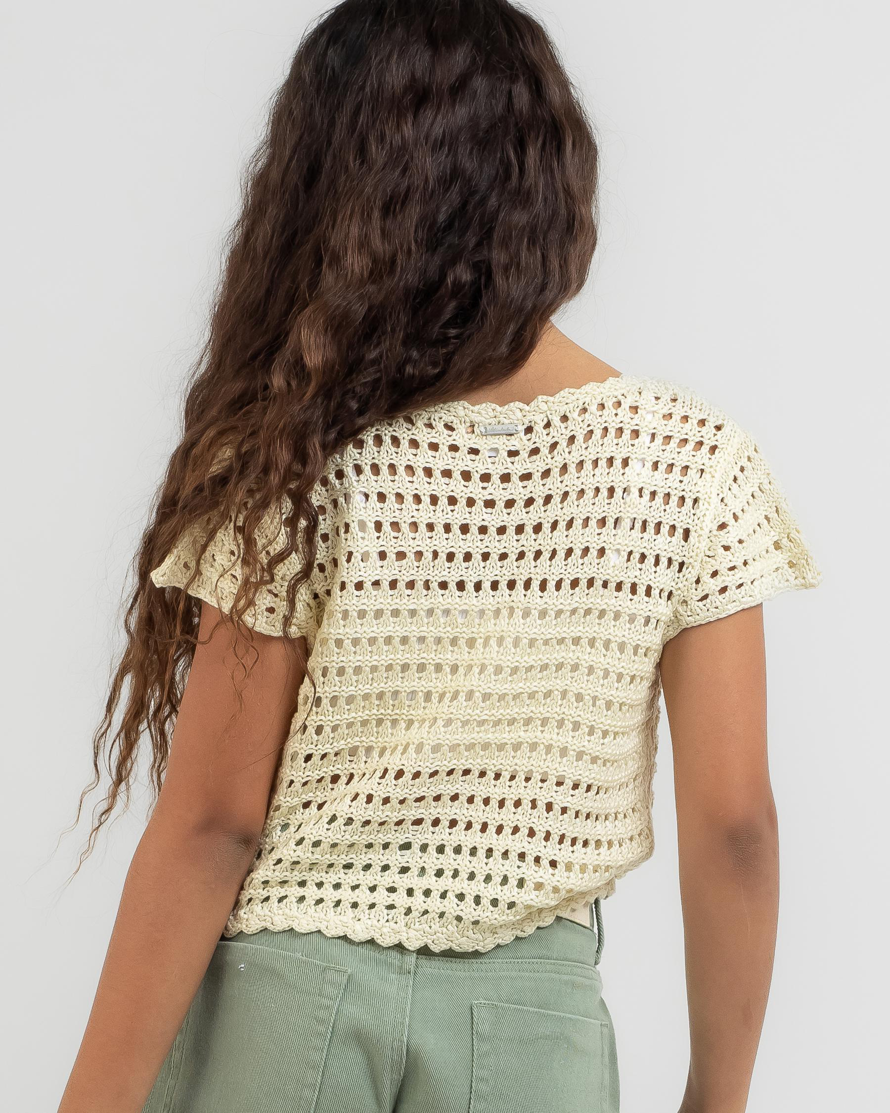 Shop Mooloola Girls' Burleigh Crochet Top In Seashell - Fast Shipping ...