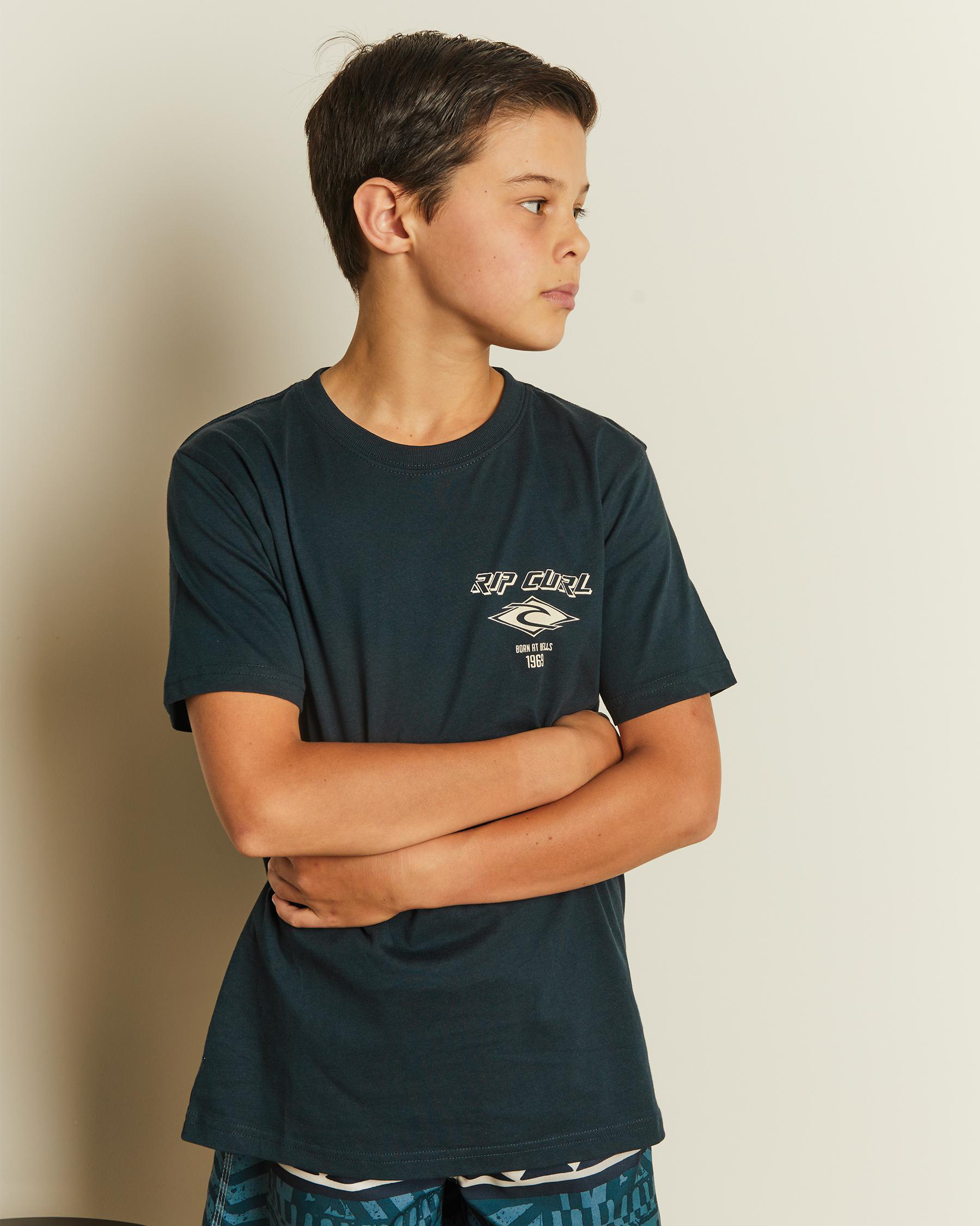 Shop Rip Curl Boys' Fadeout Icon T-Shirt In Dark Navy - Fast Shipping ...