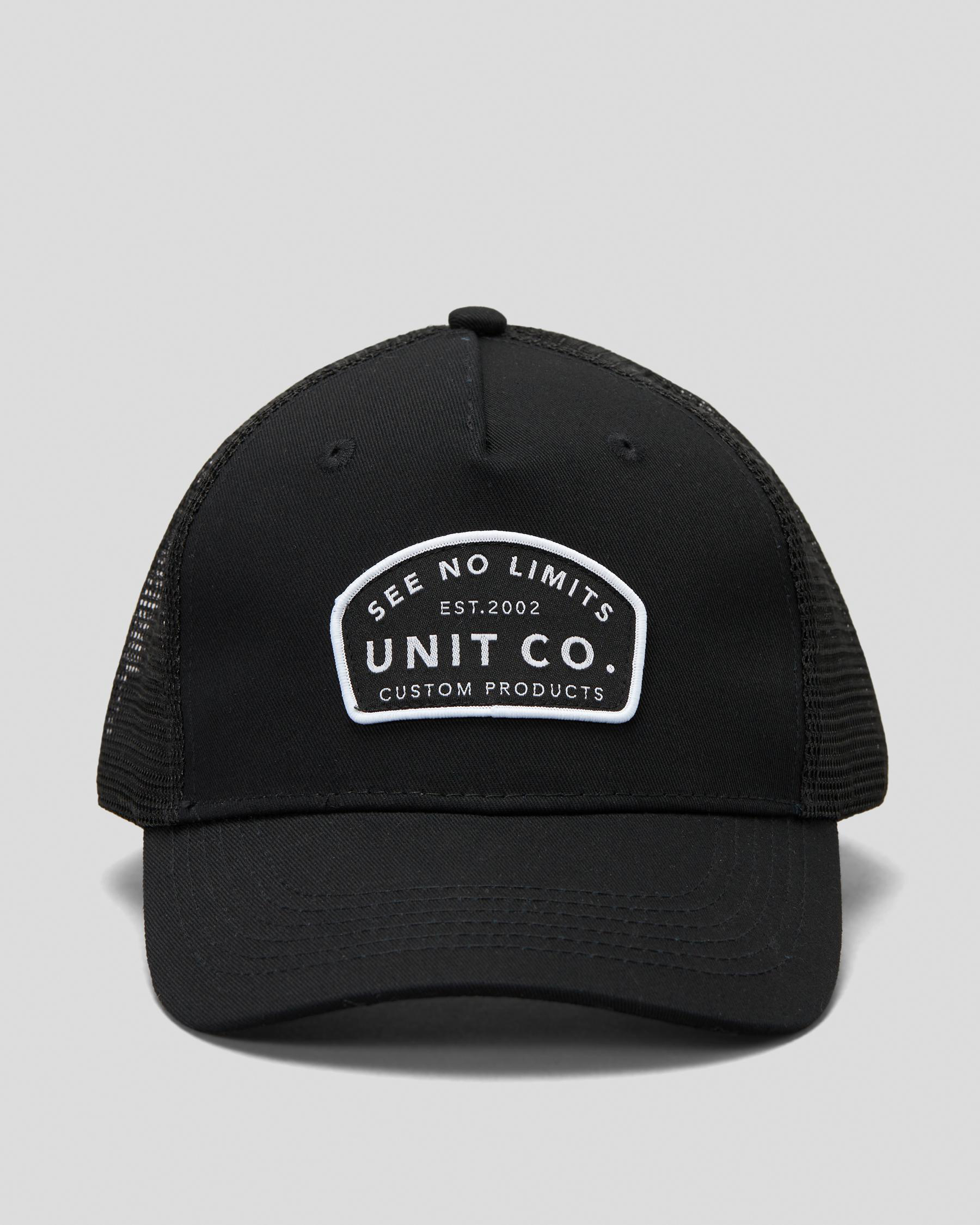 Shop Unit Dispatch Curve Peak Trucker Cap In Black - Fast Shipping ...