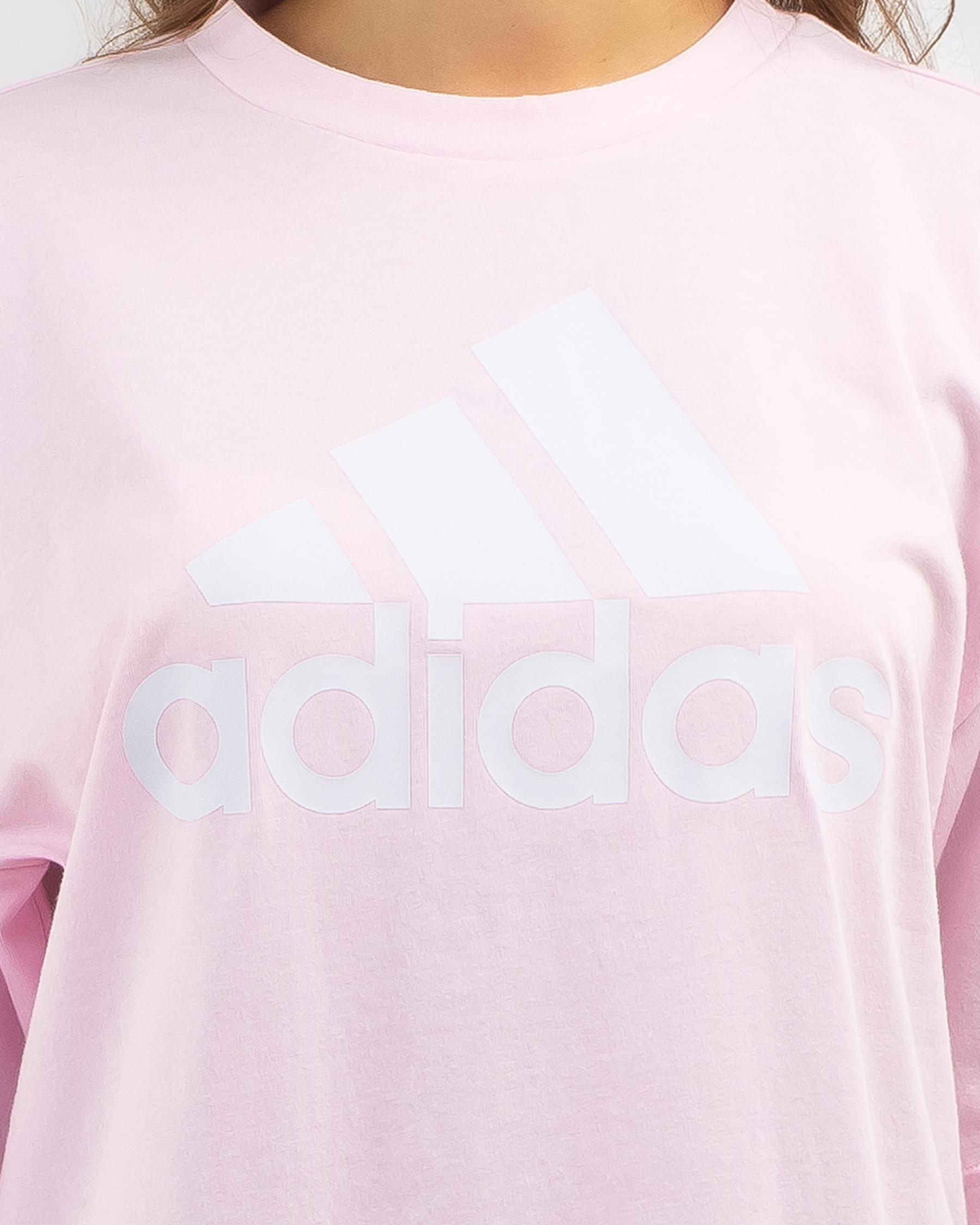 Adidas Big Logo Boyfriend T-Shirt In Clear Pink/white - Fast Shipping ...