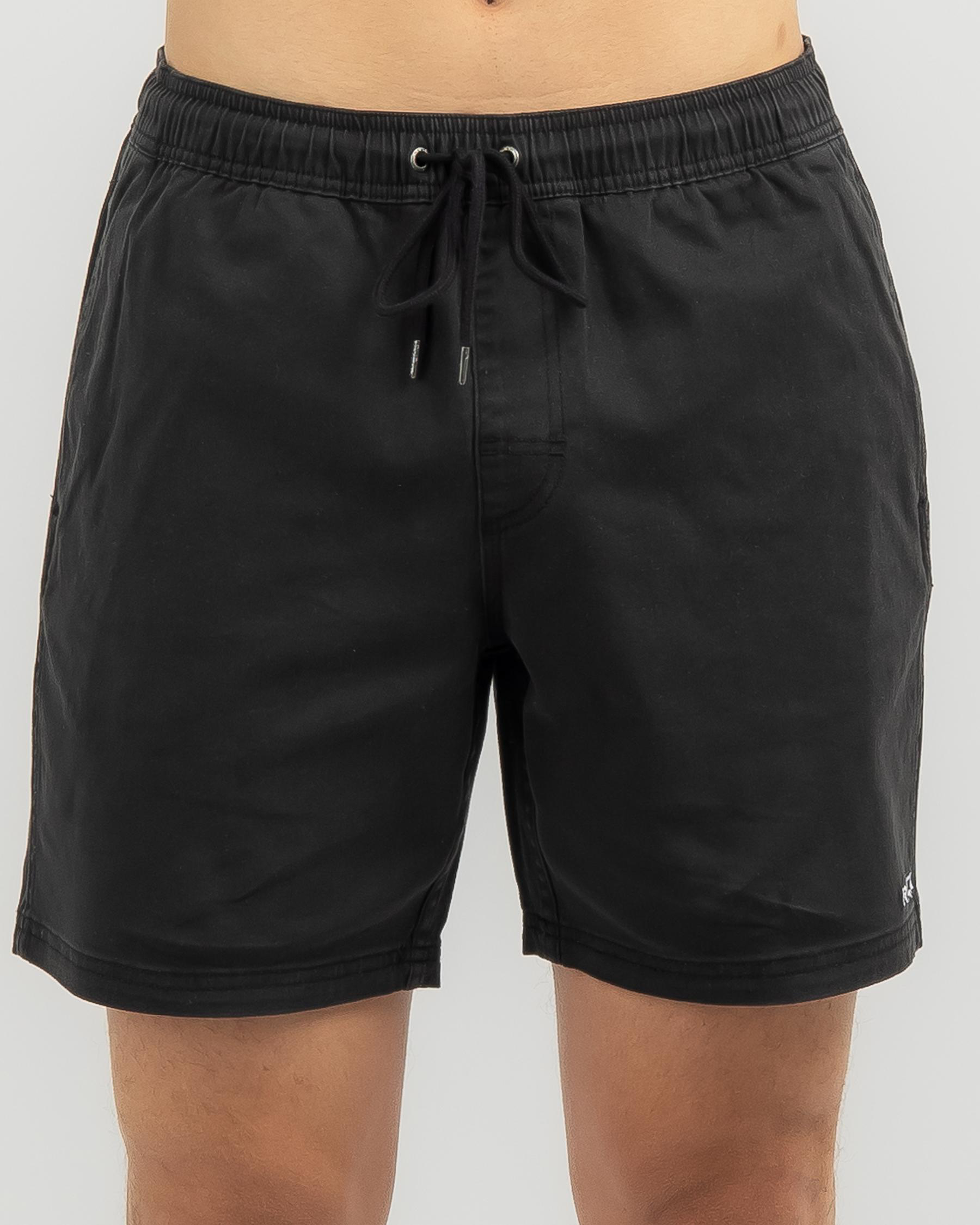 Shop RVCA Escape Corp Elastic Shorts In Black - Fast Shipping & Easy ...