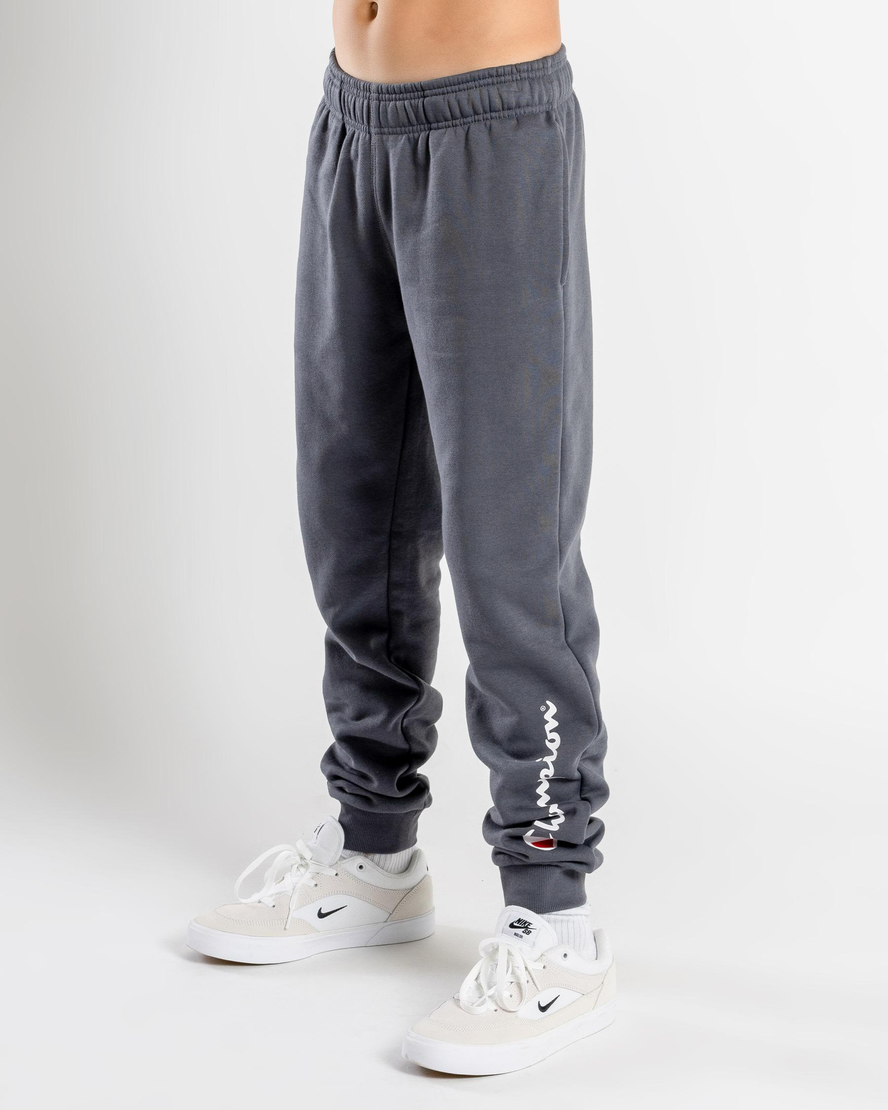 Shop Champion Boys' Logo Cuff Track Pants In Grey Ocean - Fast Shipping ...