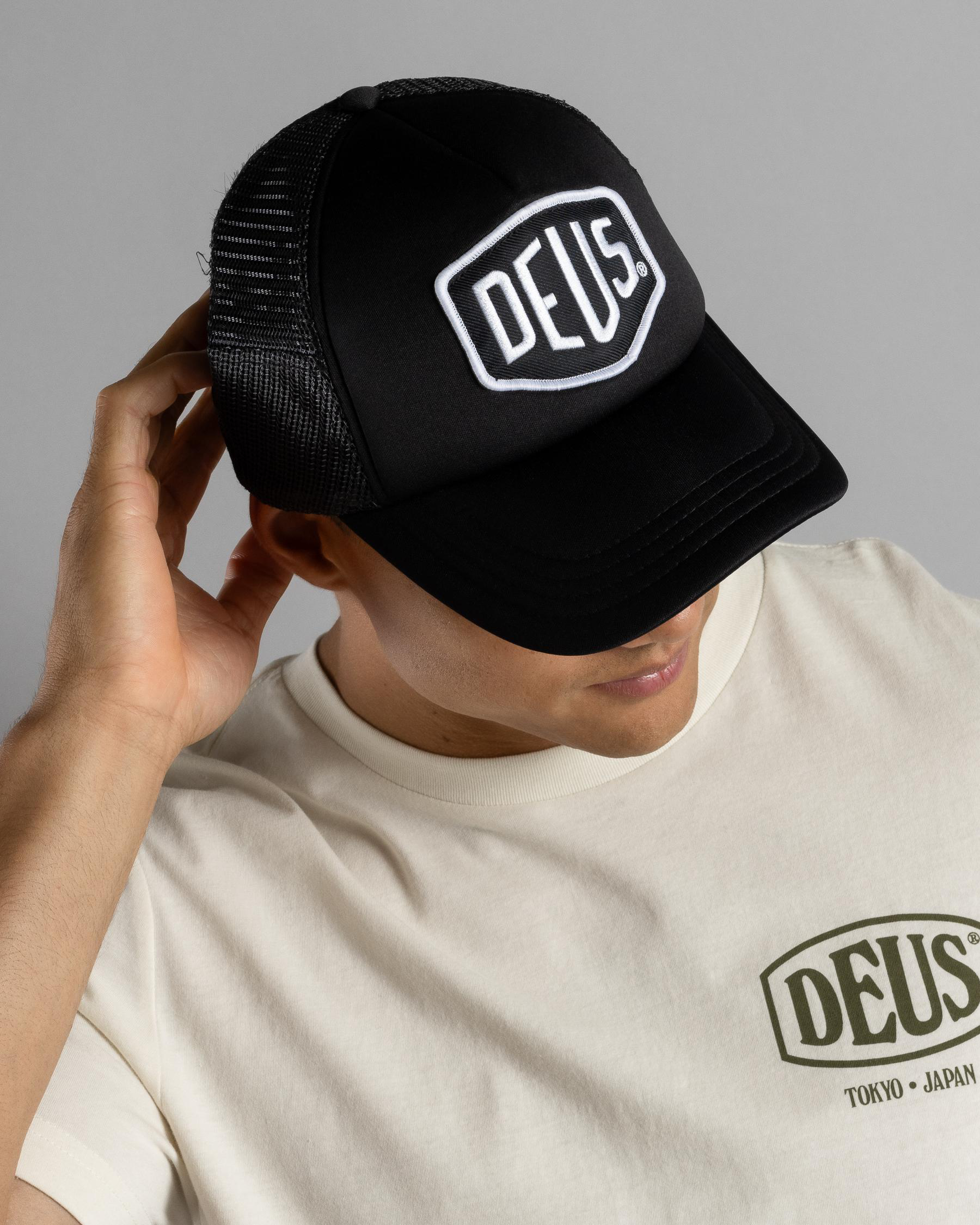 Shop Deus Ex Machina Baylands Trucker Cap In Black / White - Fast ...
