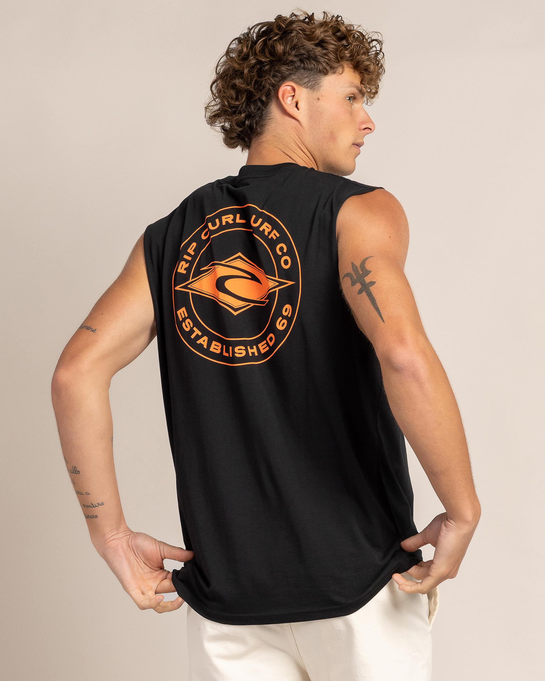 Shop Rip Curl Staple Muscle Tank In Black - Fast Shipping & Easy ...