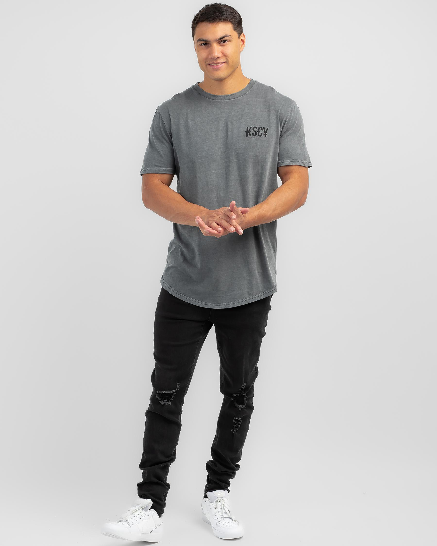Shop Kiss Chacey The Darkside Dual Curved T-Shirt In Pigment Asphalt ...