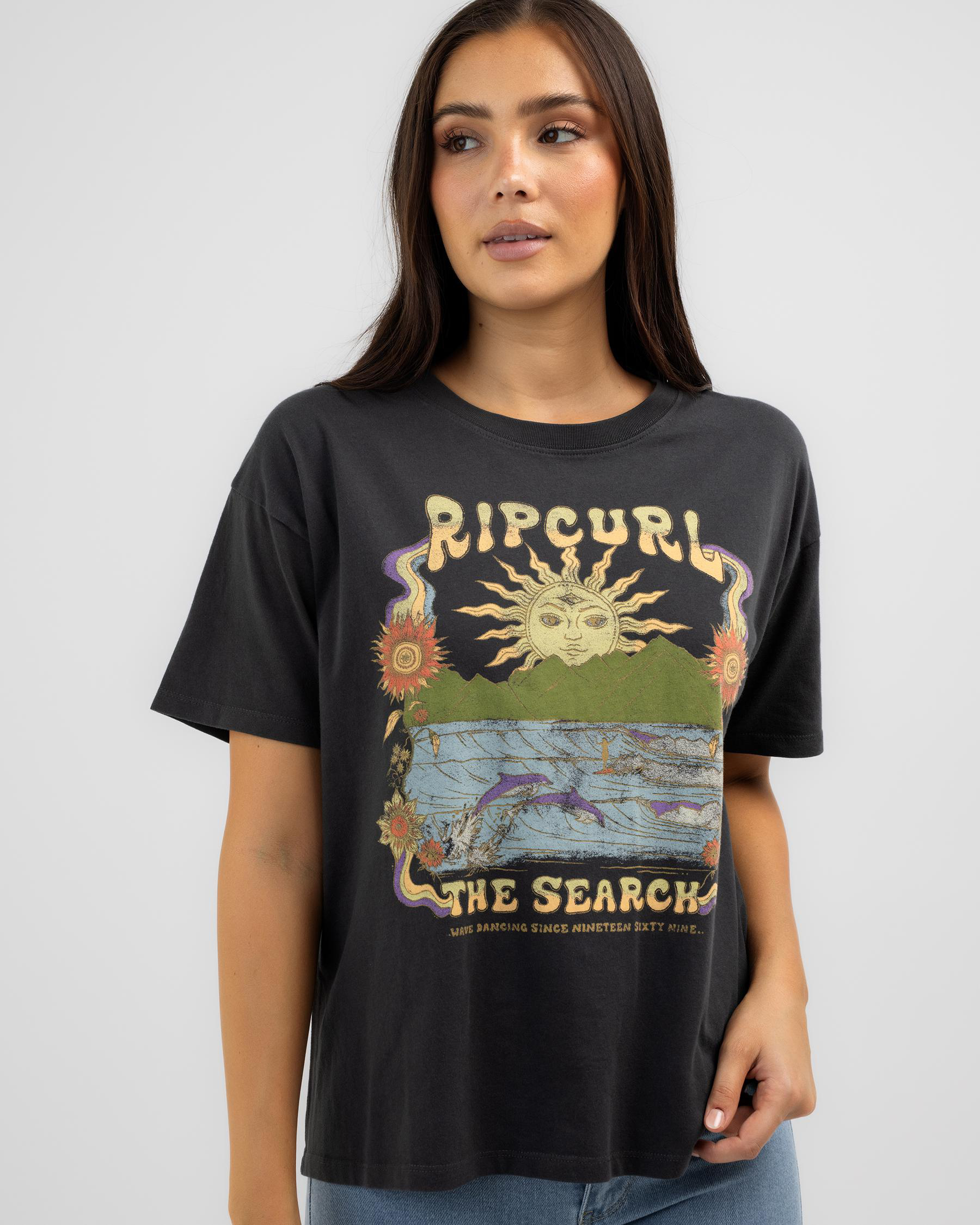 Shop Rip Curl Wave Dancer Relaxed T-shirt In Washed Black - Fast ...