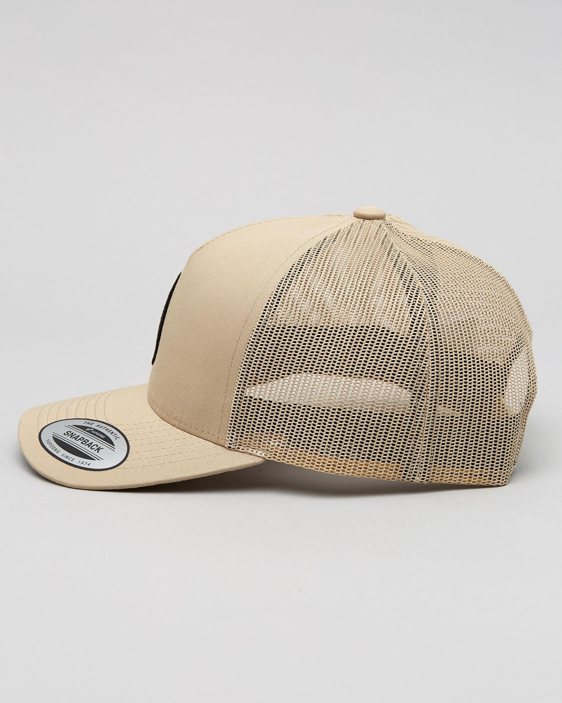 Shop Nixon Iconed Trucker Cap In All Khaki/ Black - Fast Shipping ...