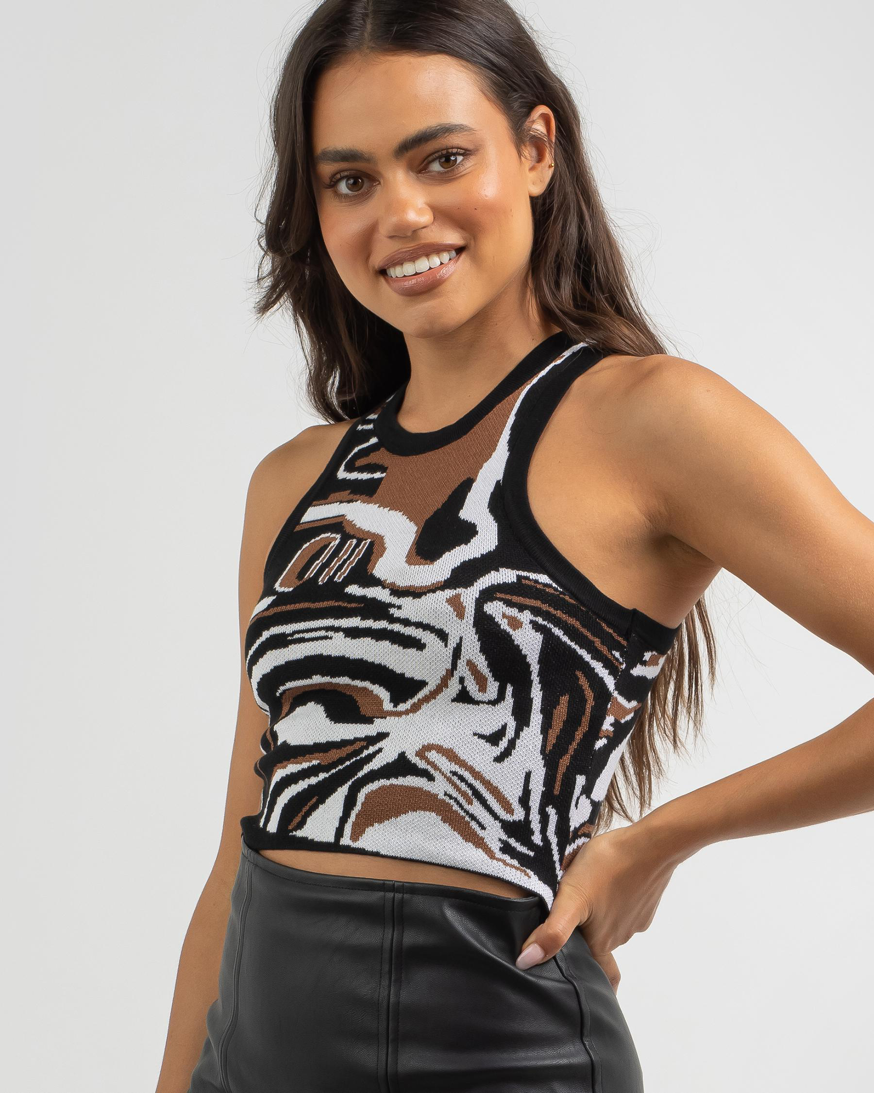 Shop Thanne Marble Baby Knit Top In Black - Fast Shipping & Easy ...