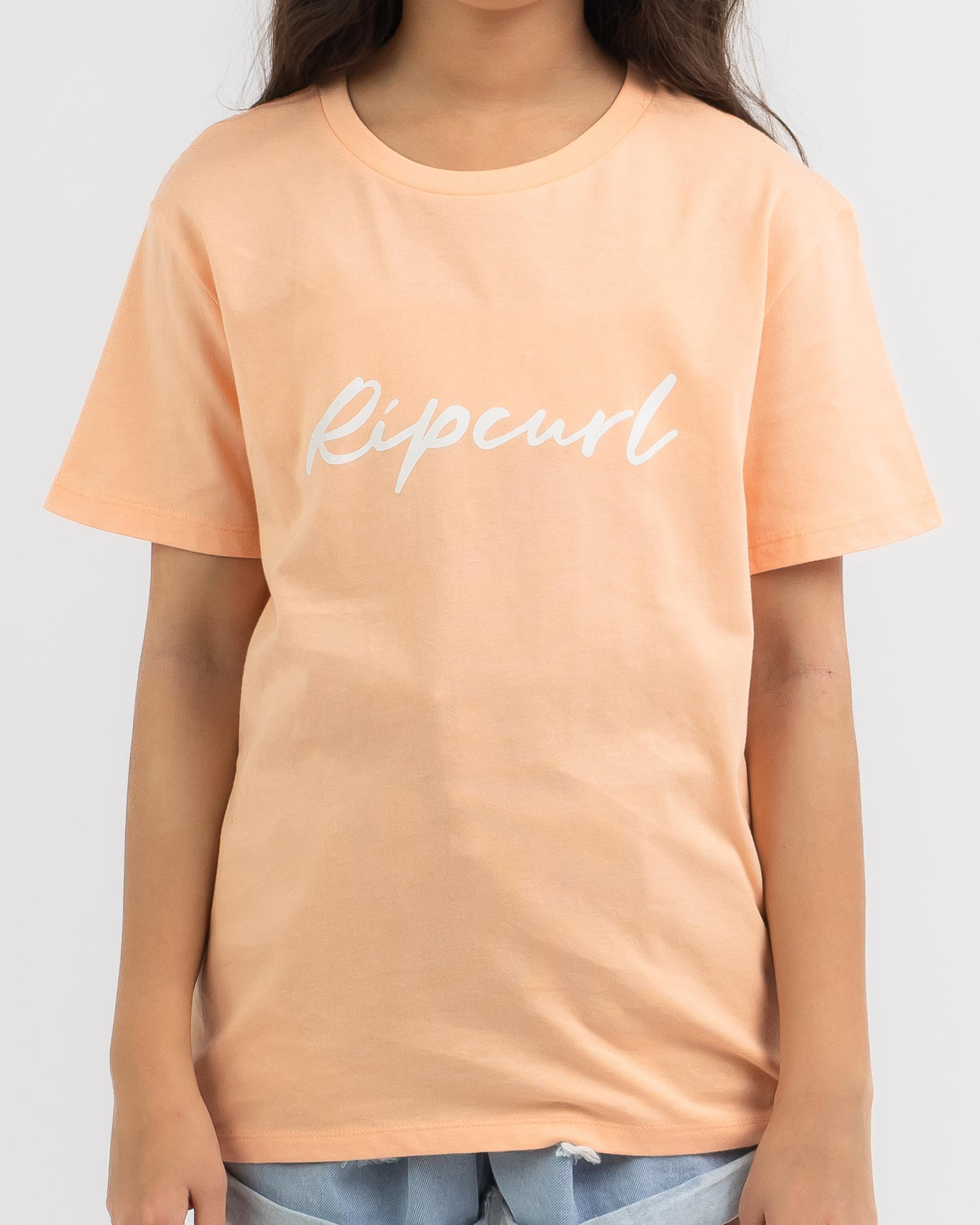 Shop Rip Curl Girls' Standard T-Shirt In Coral - Fast Shipping & Easy ...
