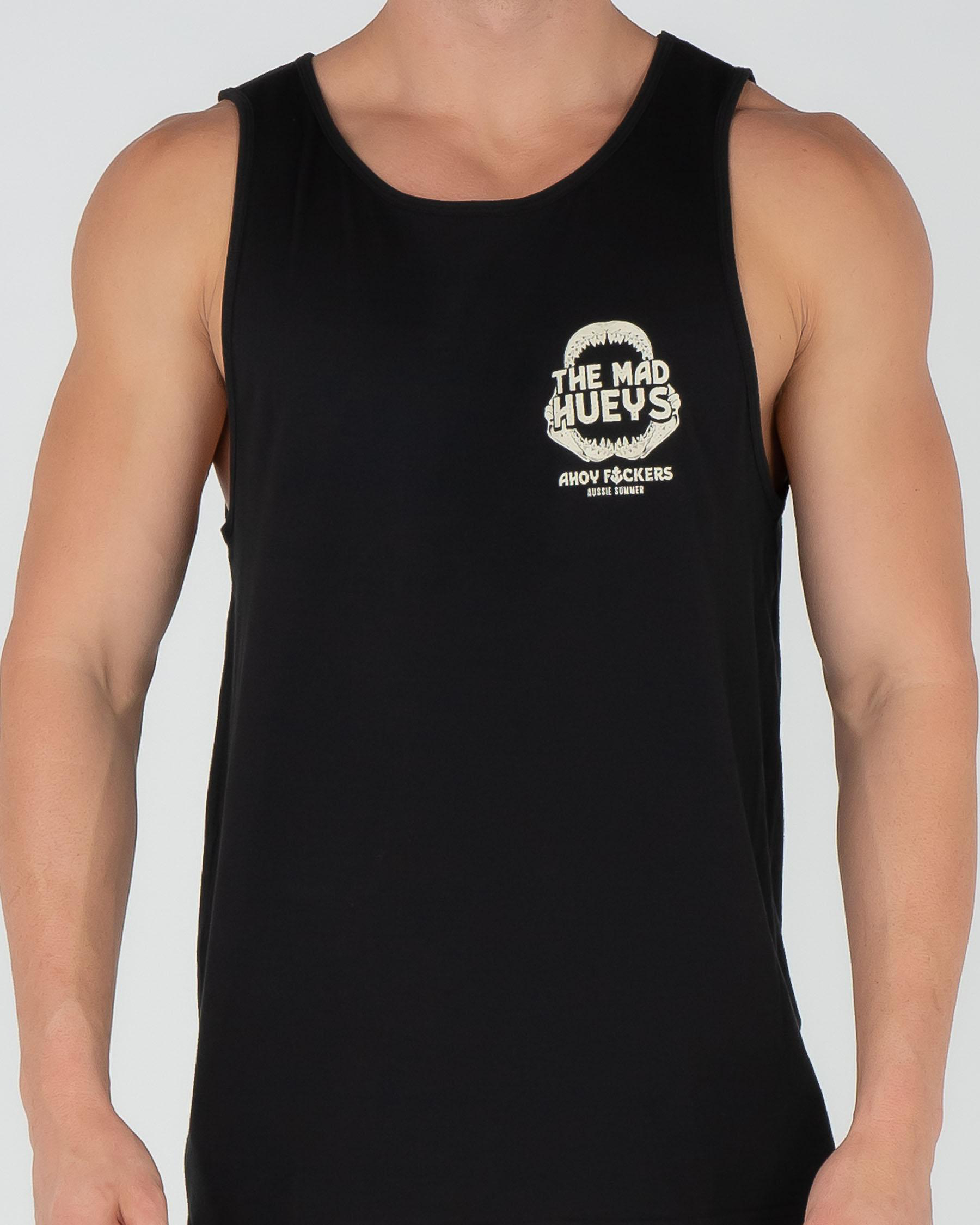 Shop The Mad Hueys Aussie Summer Singlet In Black - Fast Shipping ...