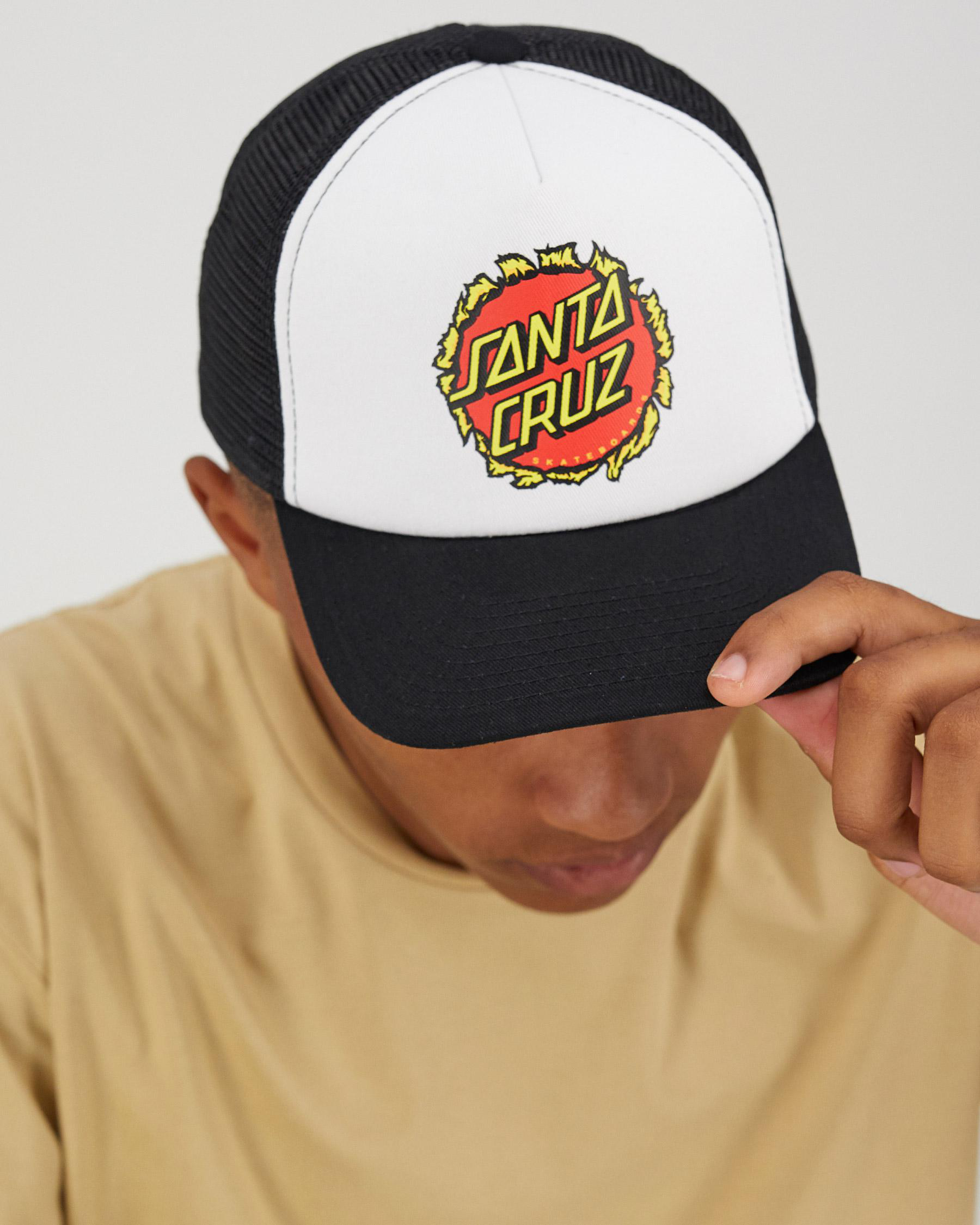 Shop Santa Cruz Boys' Breaker Dot Trucker Cap In White - Fast Shipping ...