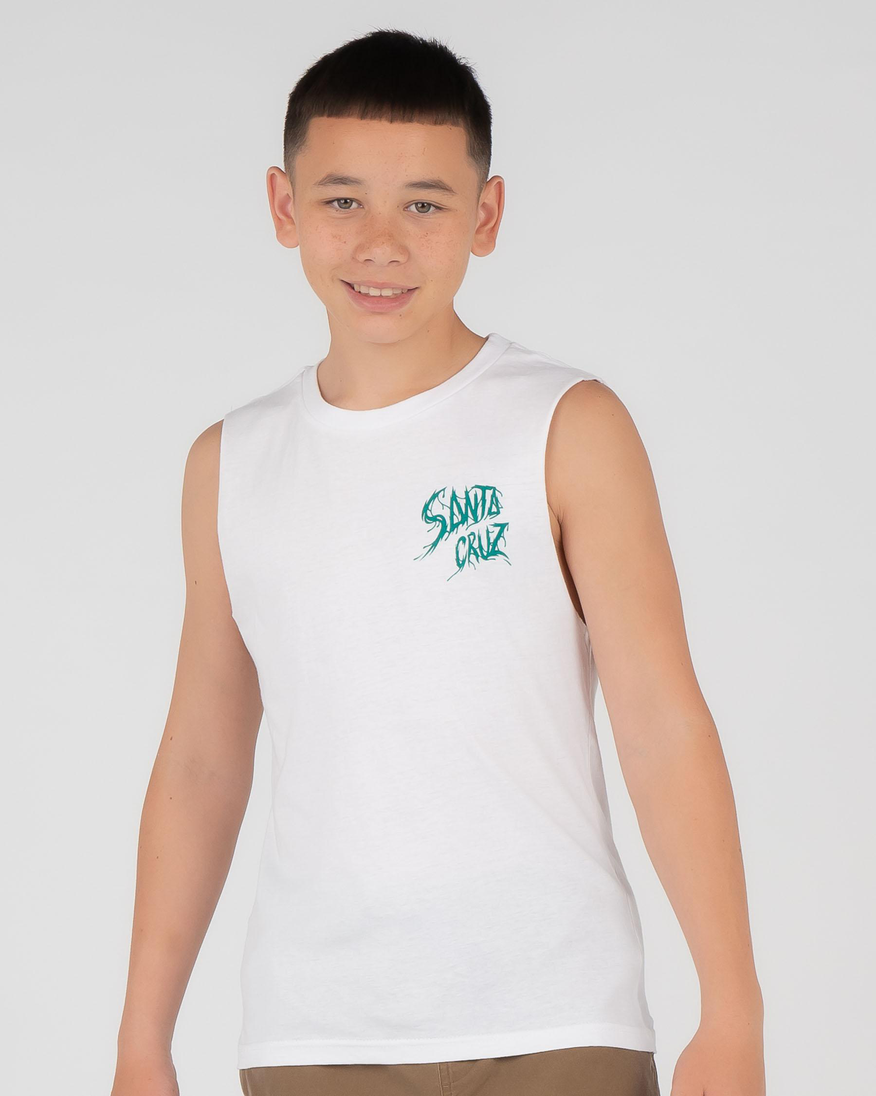 Shop Santa Cruz Boys' Wolf Slasher Muscle Tank In White - Fast Shipping ...