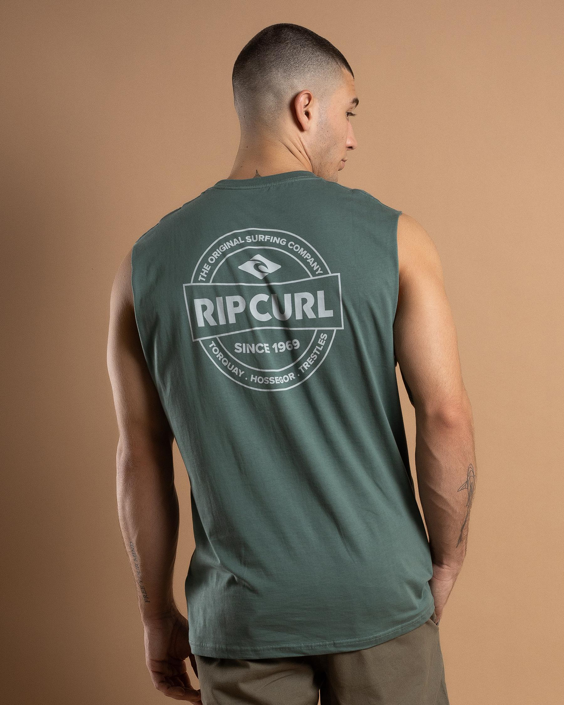 Shop Rip Curl Stapler Muscle Tank In Blue Stone - Fast Shipping & Easy ...