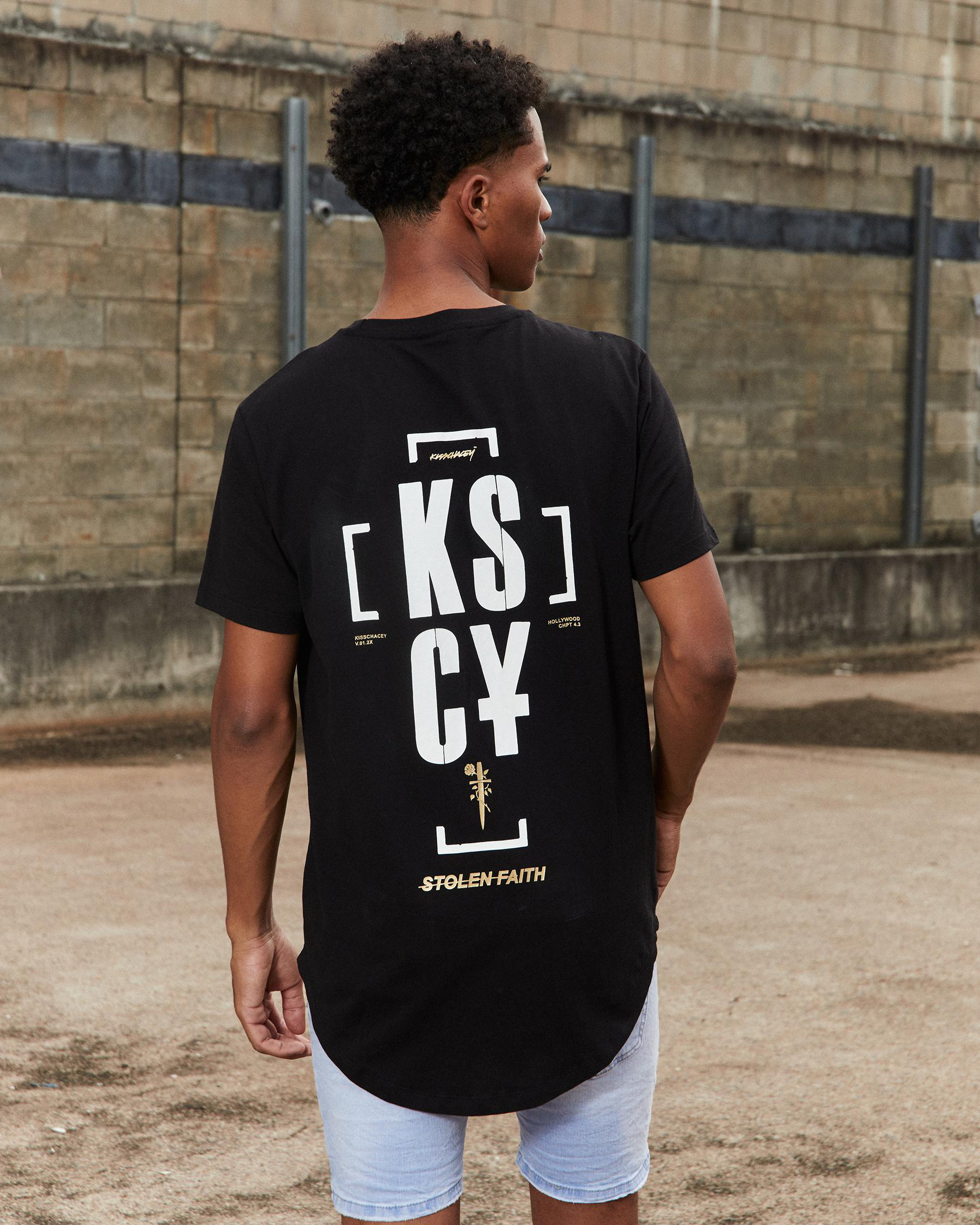 Shop Kiss Chacey Fetching Souls Dual Curved T-Shirt In Jet Black - Fast ...